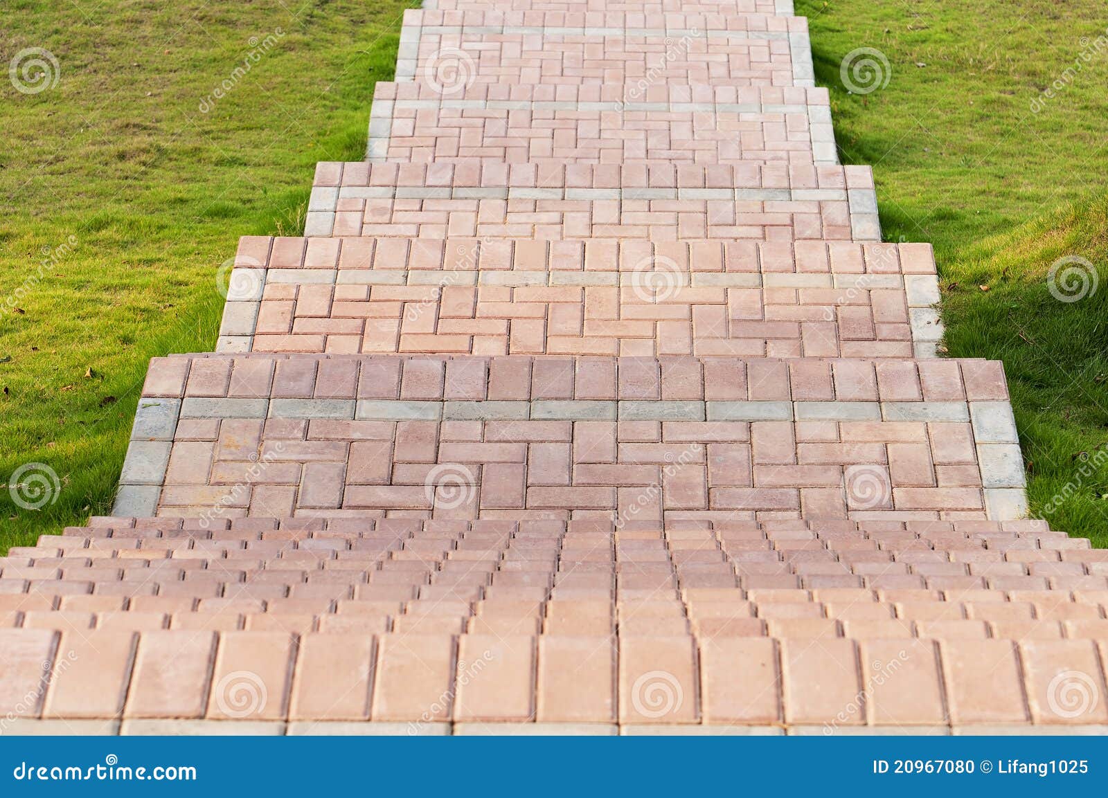 Brick Sidewalk stock photo. Image of landscape, direction - 20967080