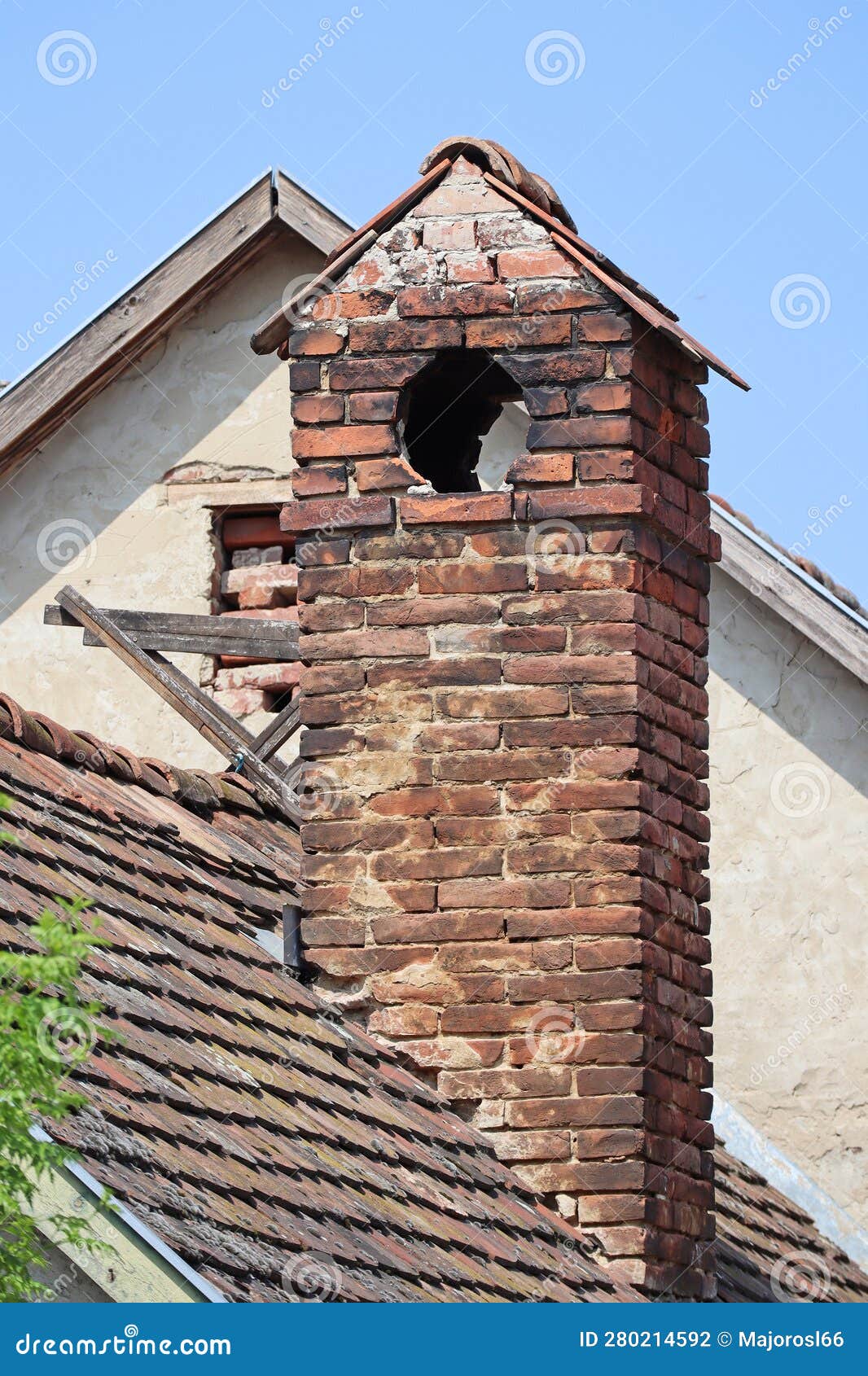 Brick Smoke Stack of an Old House Stock Photo - Image of europe, stack ...