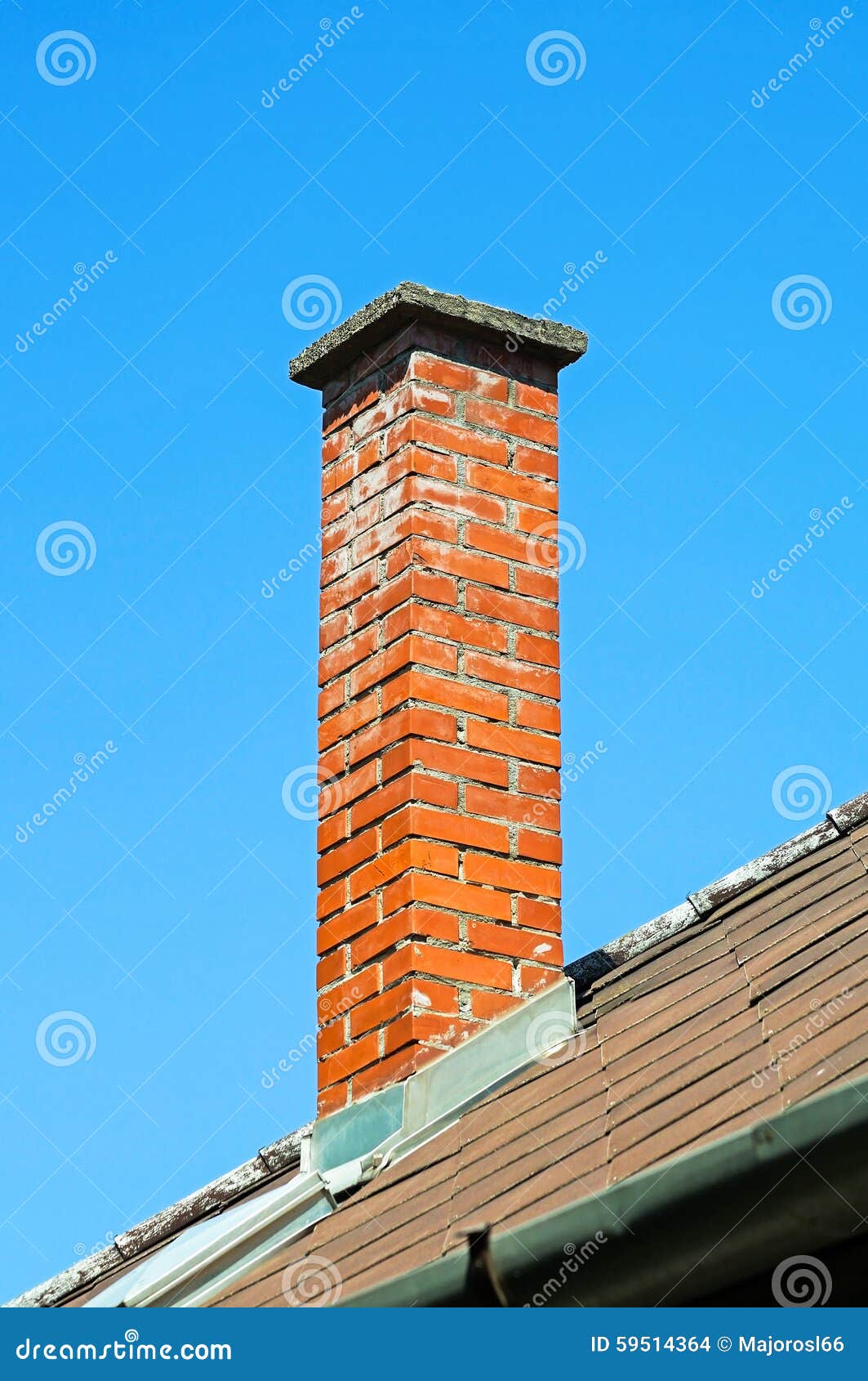 Brick Smoke Stack on the Roof Stock Photo - Image of tile, building ...