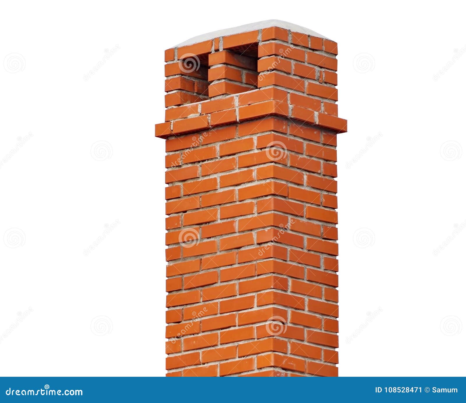 Brick Smokestack Isolated on White Stock Image - Image of factory ...