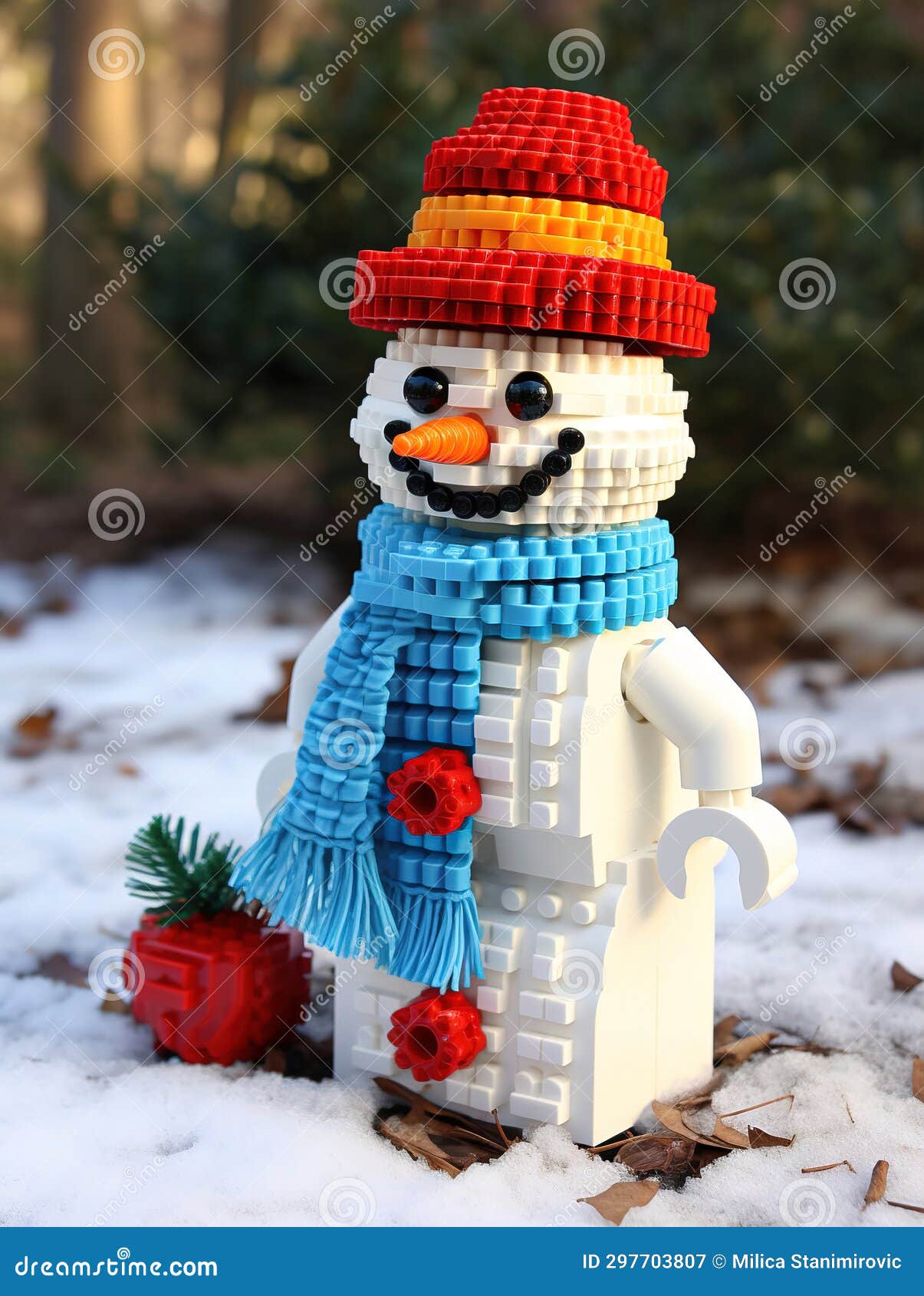 Brick by Brick Snowman: a Playful Winter Creation Stock Illustration ...