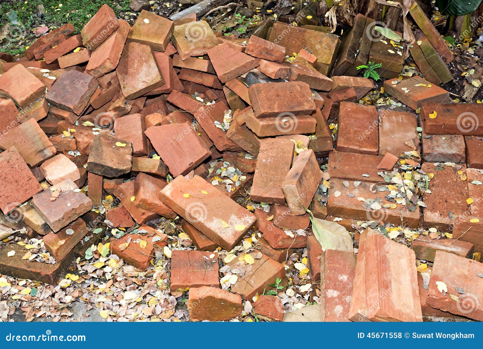 Brick Stack on the Ground for Building. Stock Photo - Image of detail ...