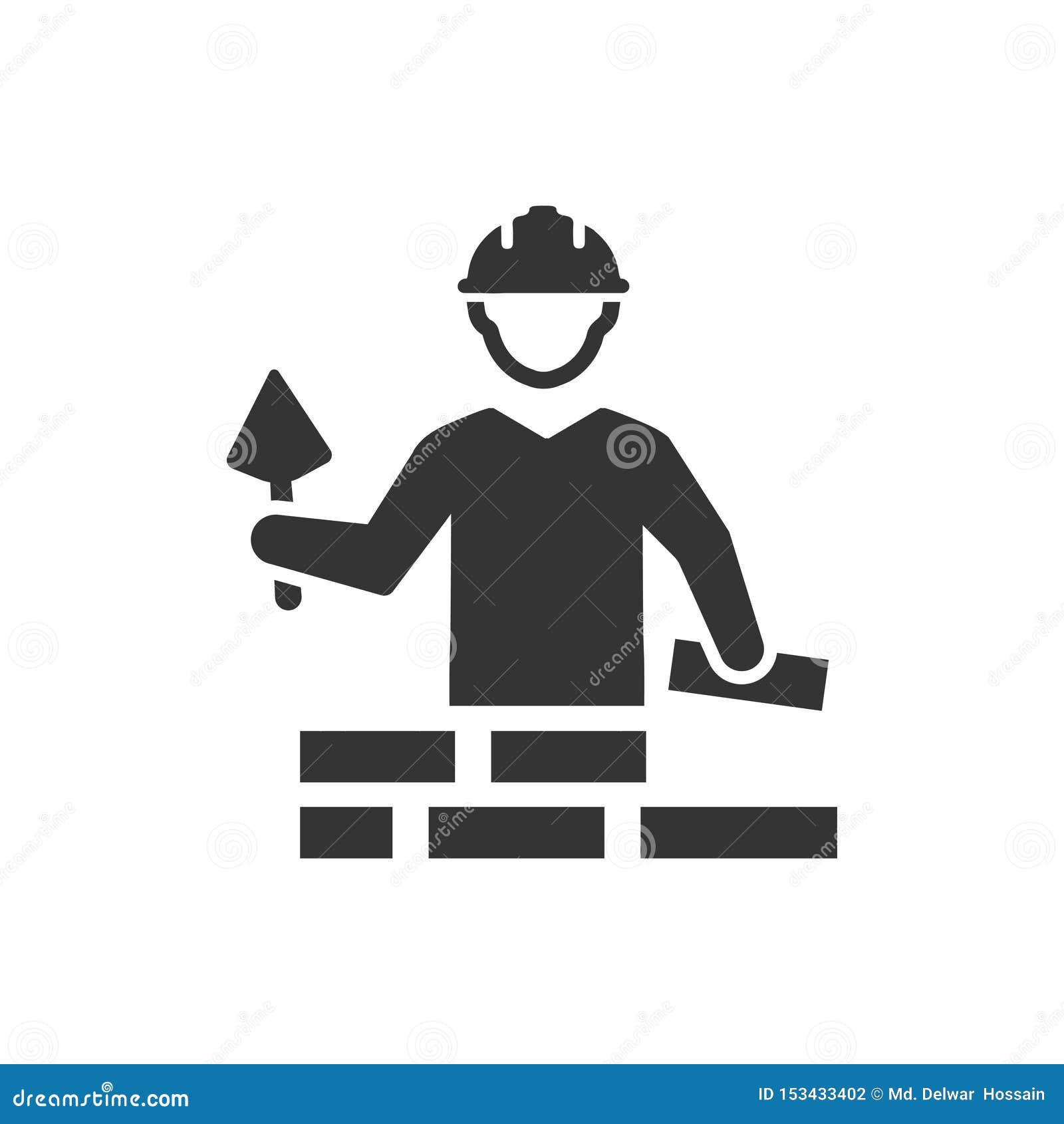 Brick Stacking, Bricklaying Icon Vector Illustration | CartoonDealer ...