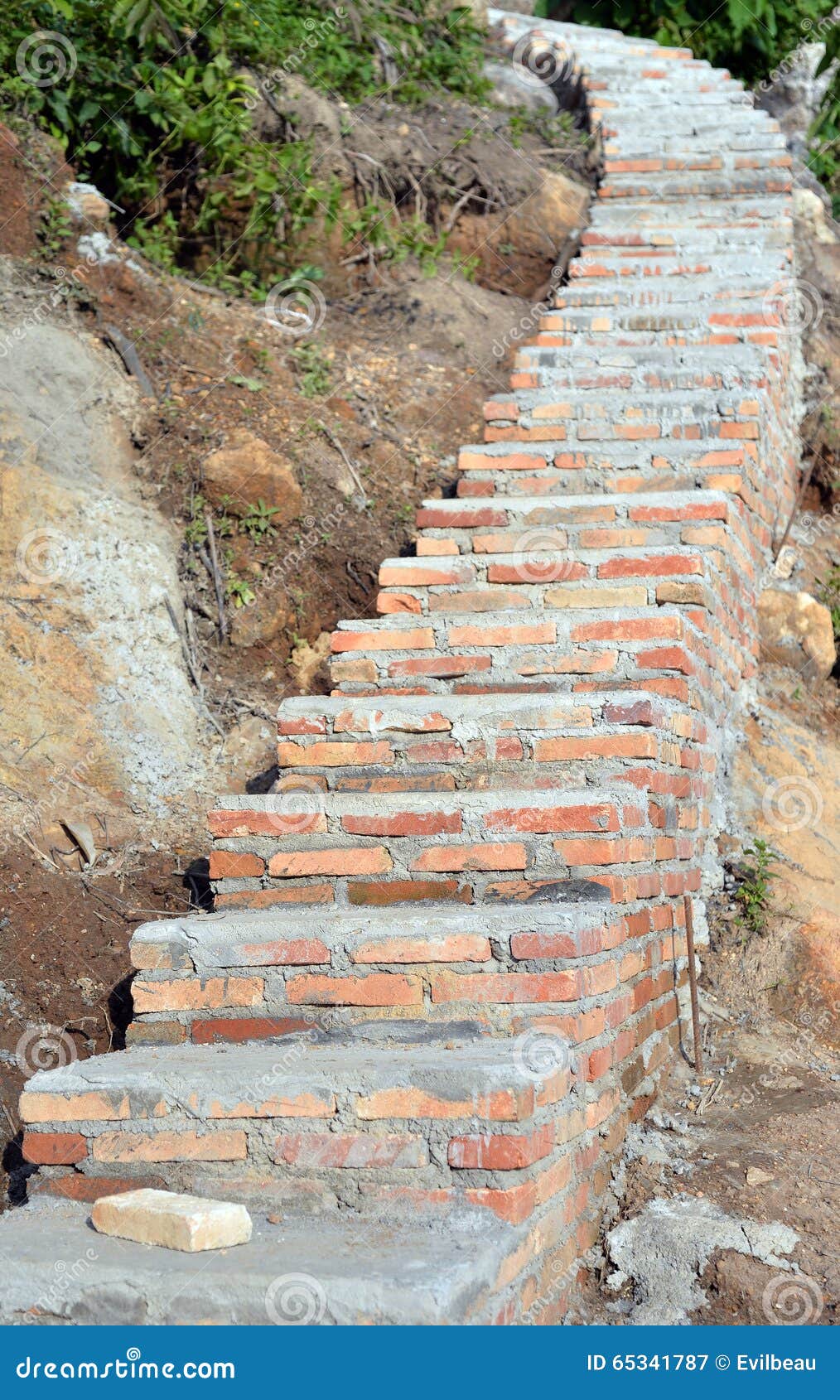 Brick Step stock image. Image of antique, staircase, stairs - 65341787