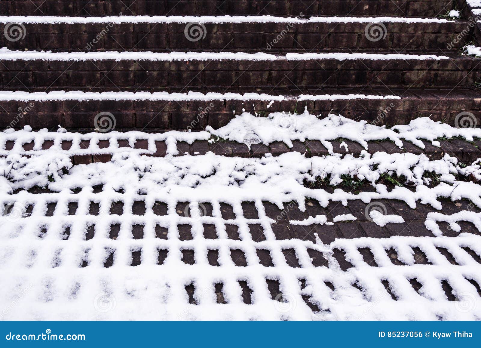 Brick Steps and Snow Pattern - Winter Abstract 2 Stock Photo - Image of ...