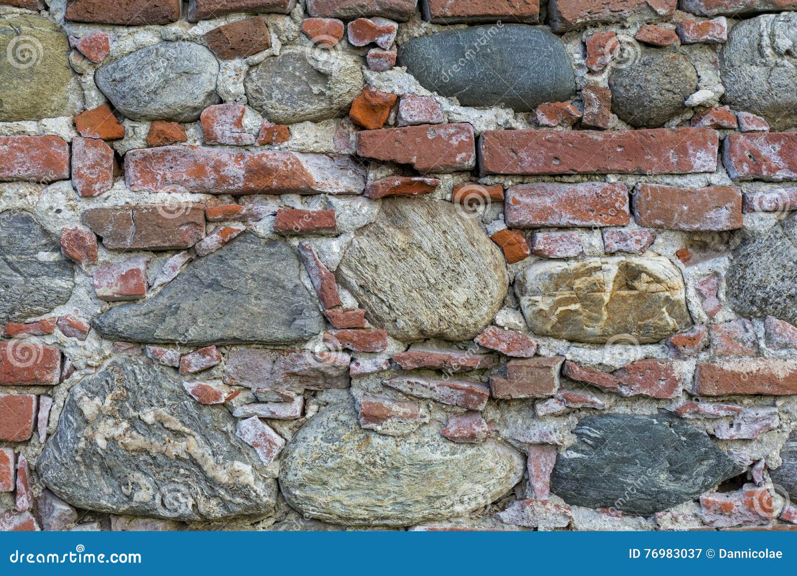 Brick and Stone Masonry in the Old Walls of a Medieval Castle. Stock ...