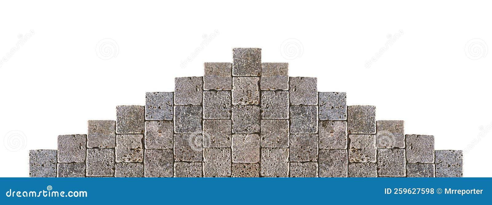 Brick Cubes Stone Pyramid Staircase, Isolated on White Stock Photo ...