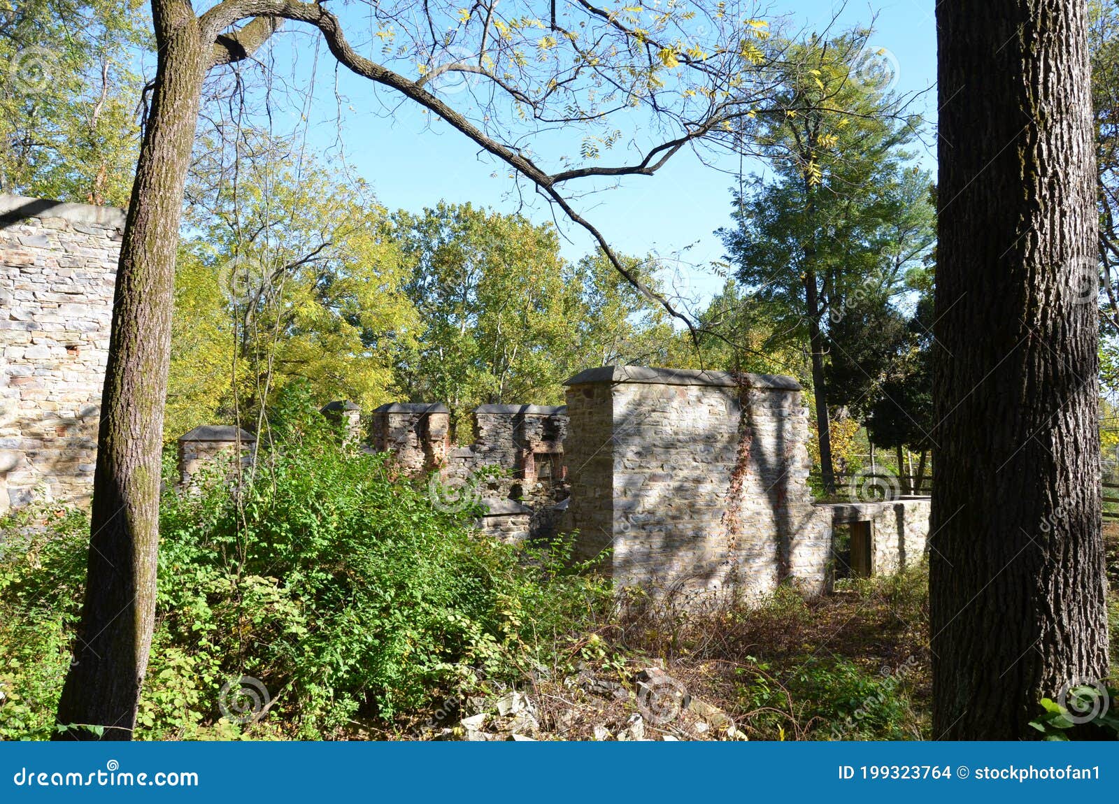 Brick and Stone Structure Ruins and Trees Stock Photo - Image of ruins ...