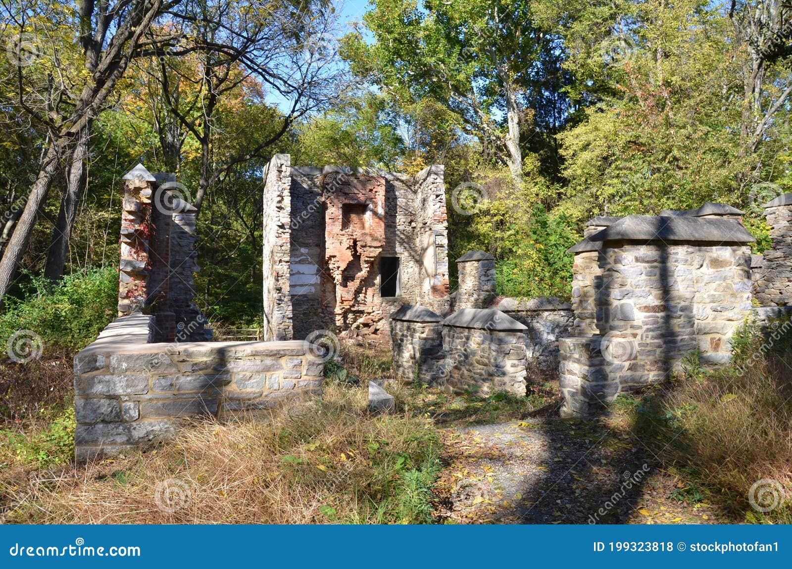 Brick and Stone Structure Ruins and Trees Stock Photo - Image of home ...