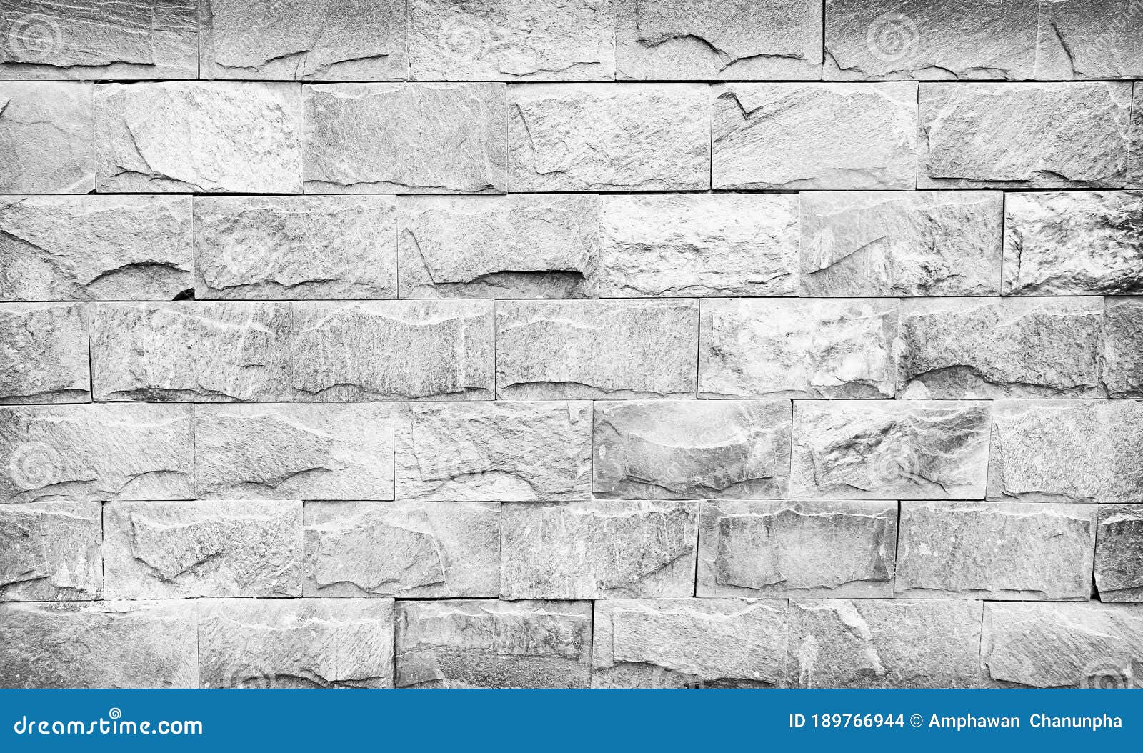 Brick Stone Texture on Wall Horizontal Pattern White Gray Background ...