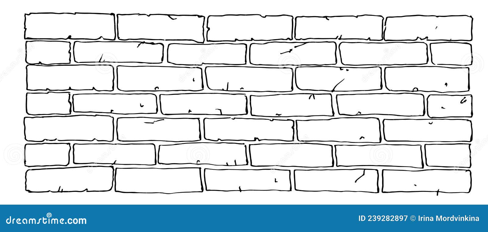Brick Stone Wall. Outline Sketch. Hand Drawing is Isolated on a White ...