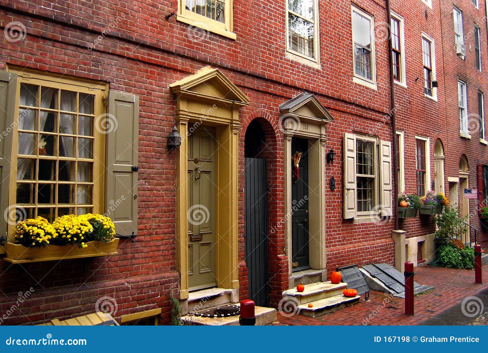 Brick street front stock photo. Image of road, thanksgiving - 167198