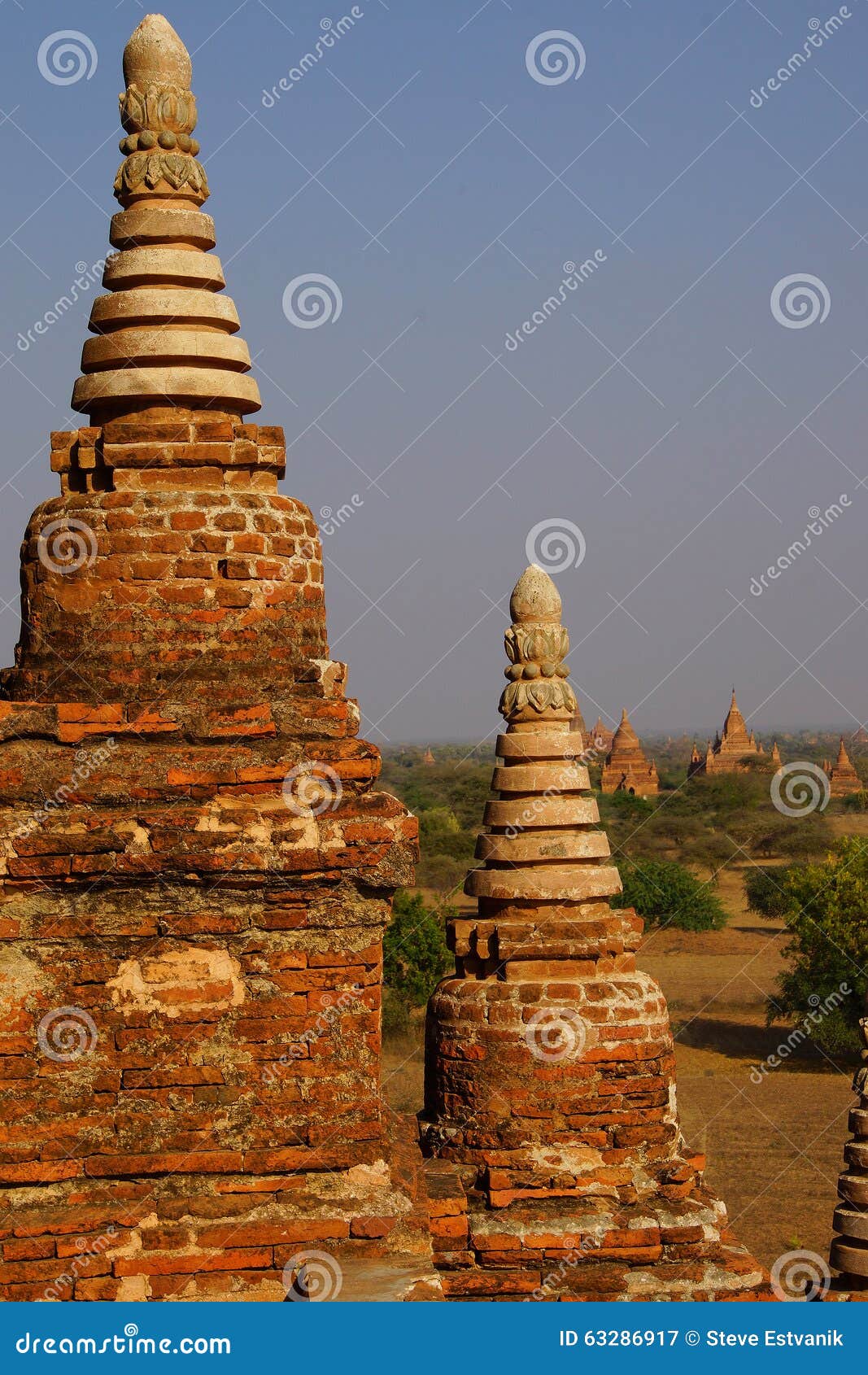 Brick Stupas and Temple Decoration Stock Image - Image of field, temple ...