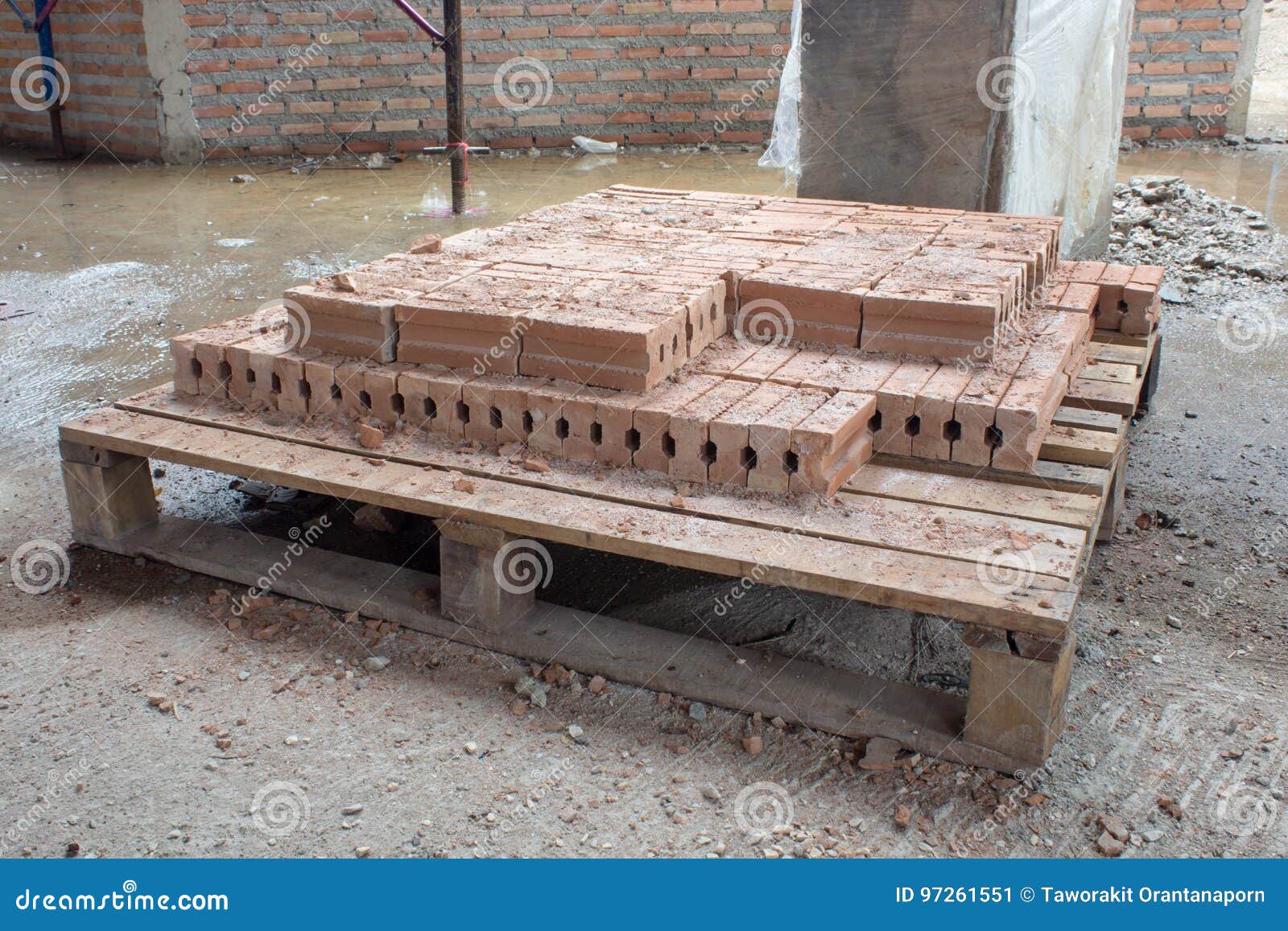 Brick on Table of Under Constructed Building Site Stock Image - Image ...