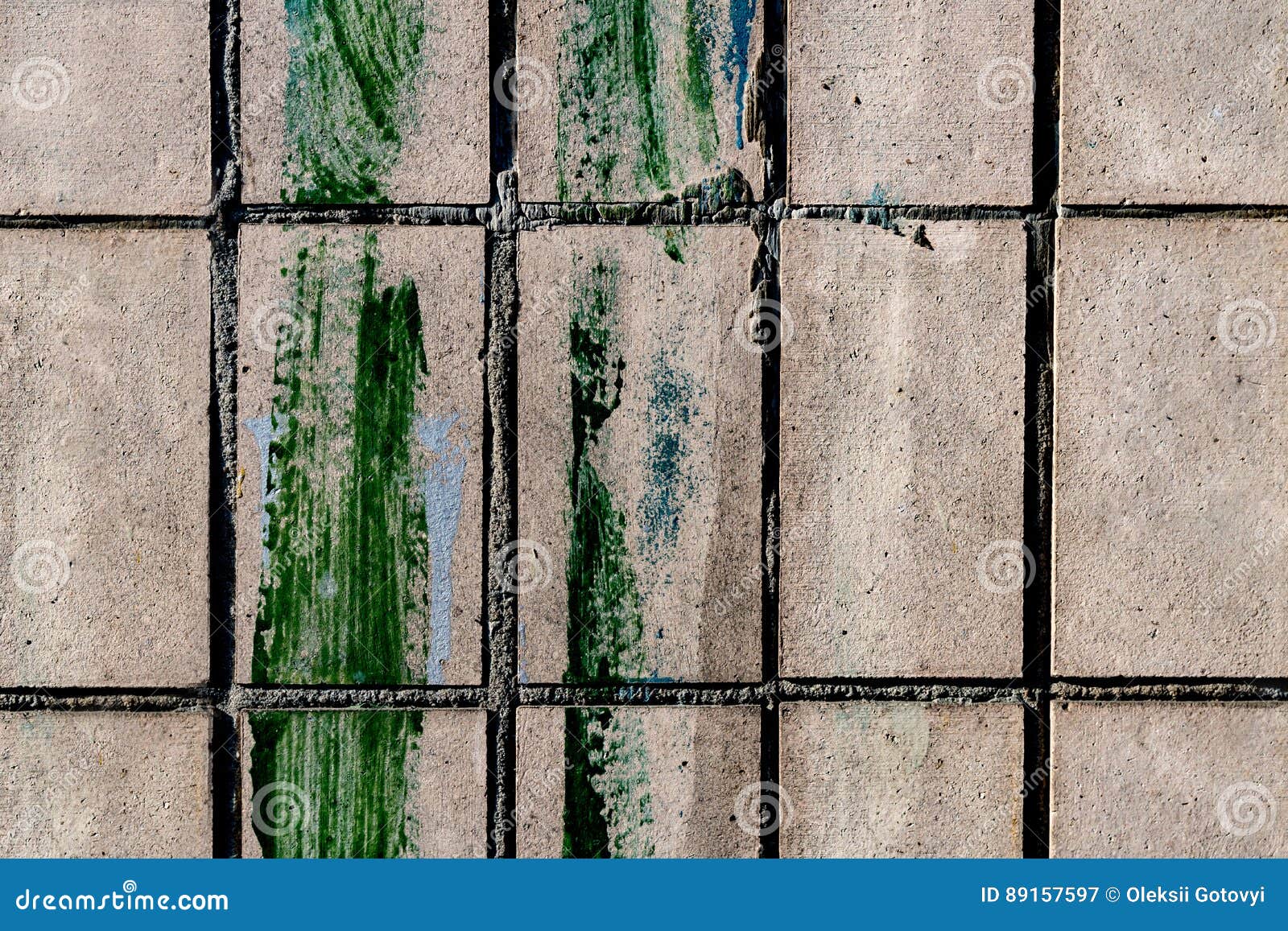 Brick Texture with Green Paint Smear Stock Image - Image of empty ...