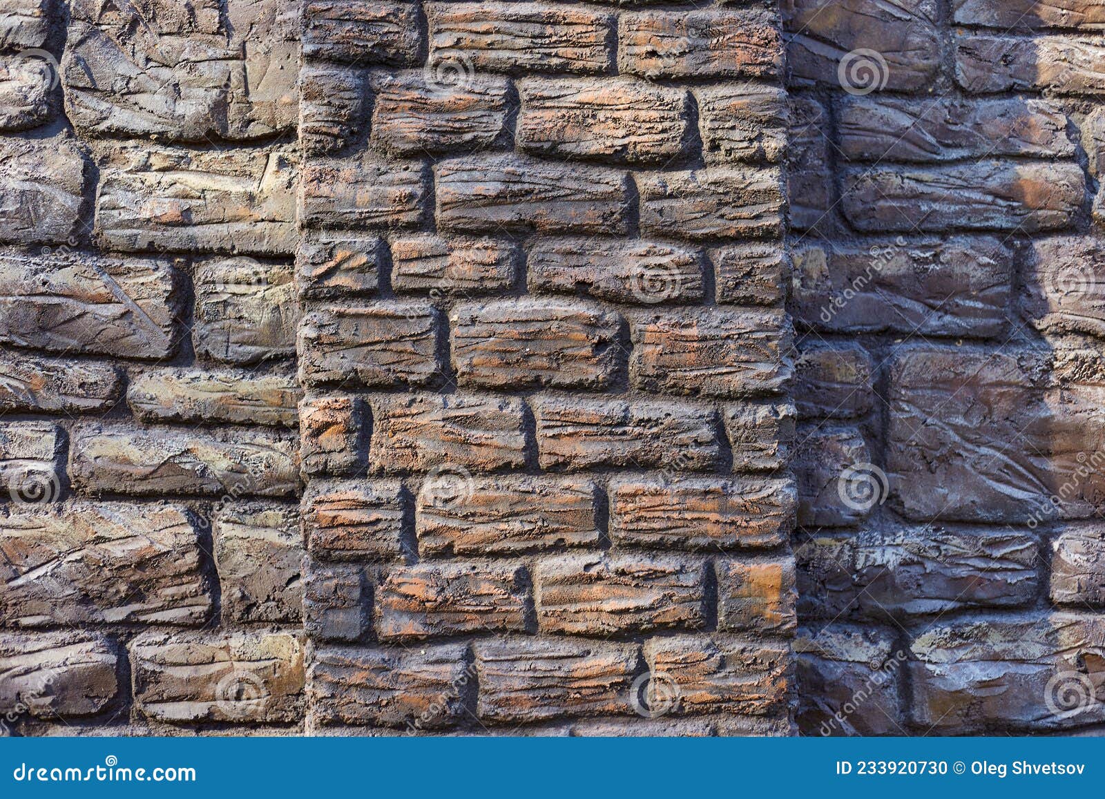 Brick Textures Made of Concrete, Decorative Dark Plaster Fence Stock ...