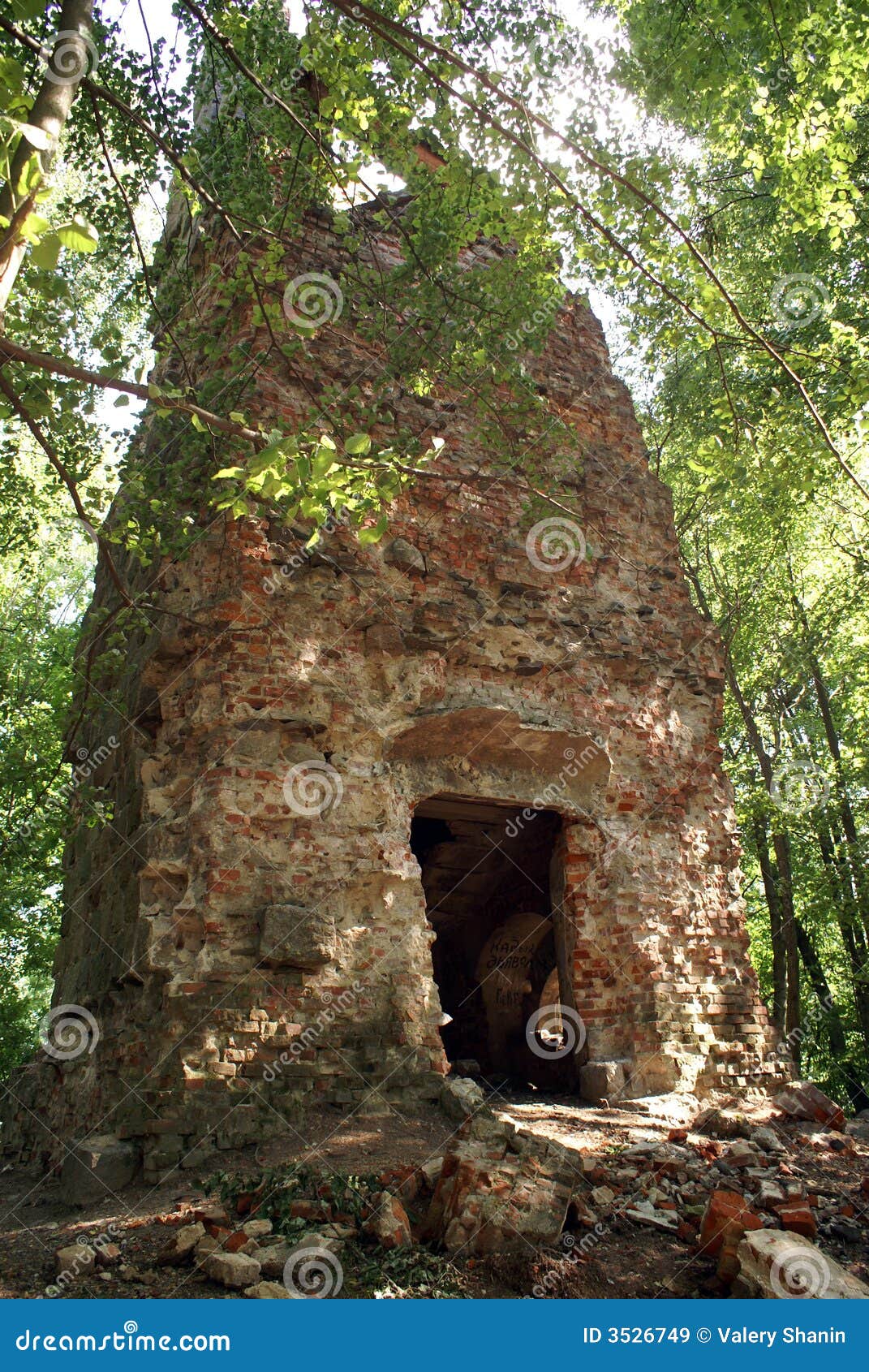Brick tower in the forest stock image. Image of brick - 3526749
