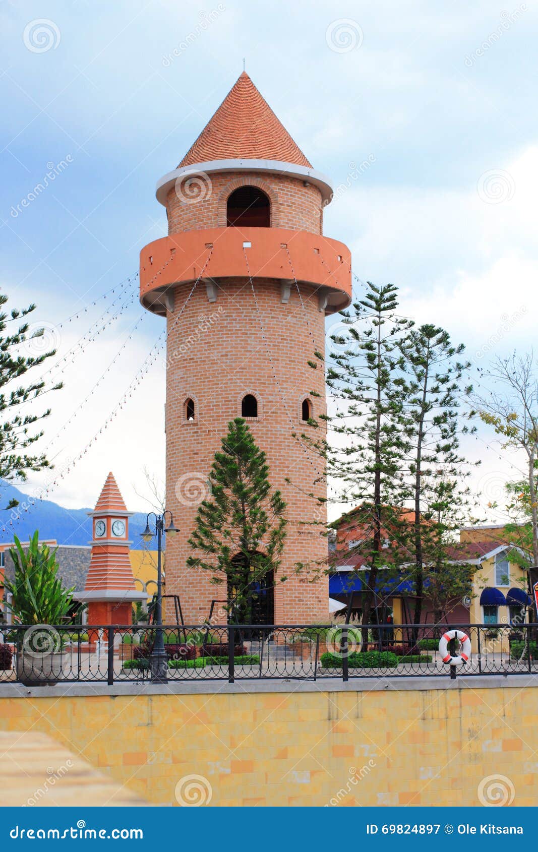 Brick tower stock image. Image of brick, decorating, tower - 69824897