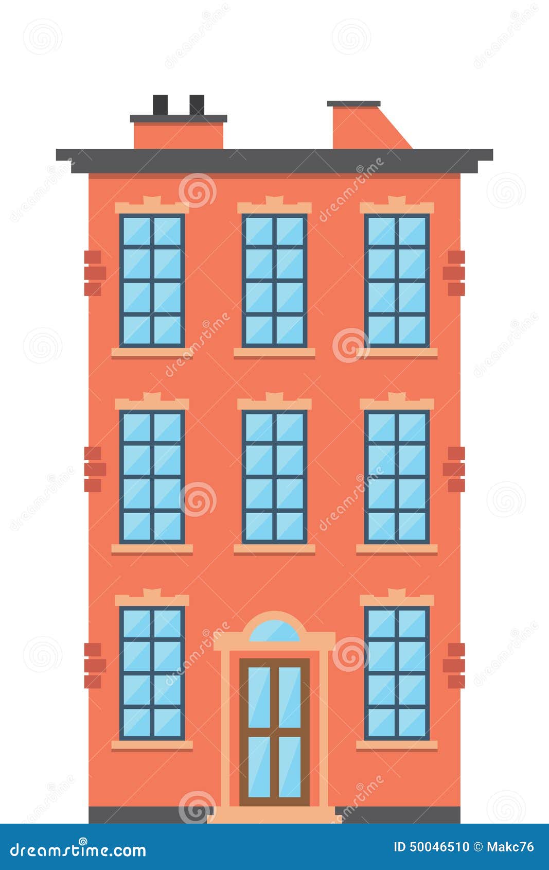 Brick townhouse stock vector. Illustration of apartment - 50046510