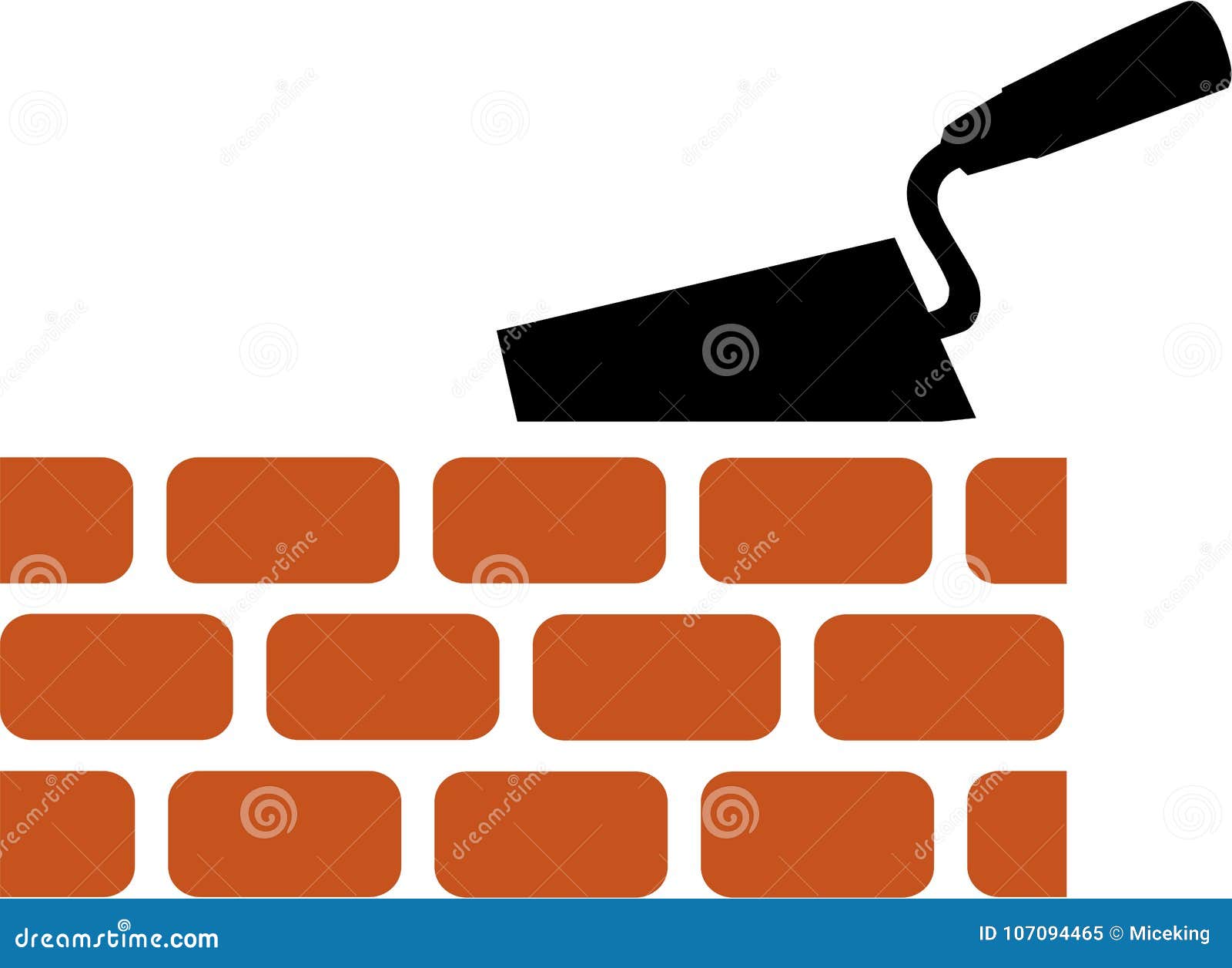 Brick with Trowel Symbol stock vector. Illustration of builder - 107094465