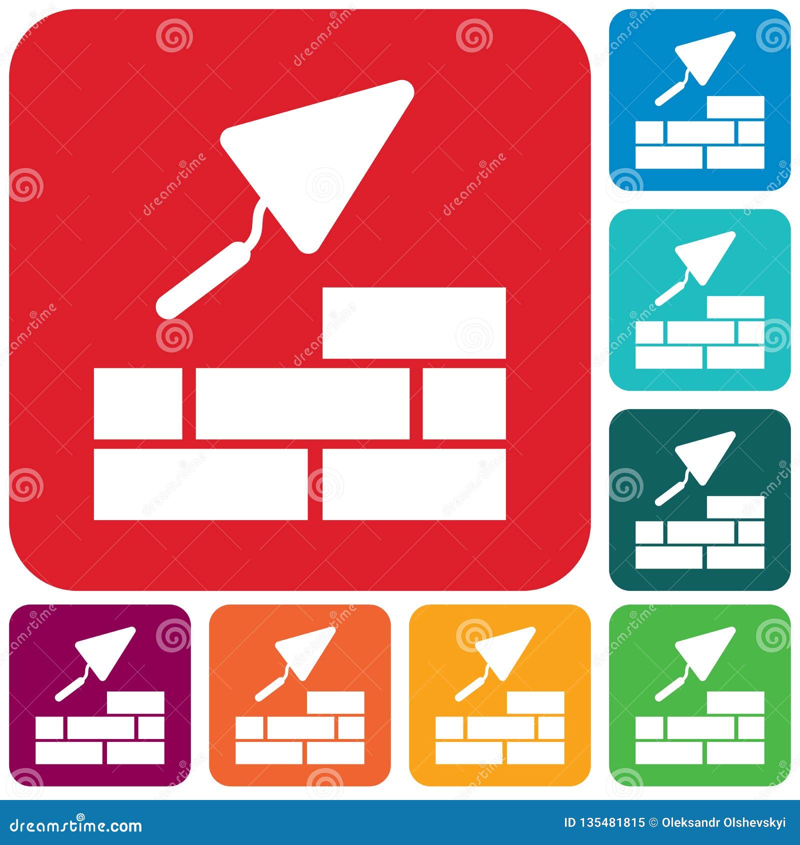 Brick with Trowel Symbol stock vector. Illustration of tools - 135481815