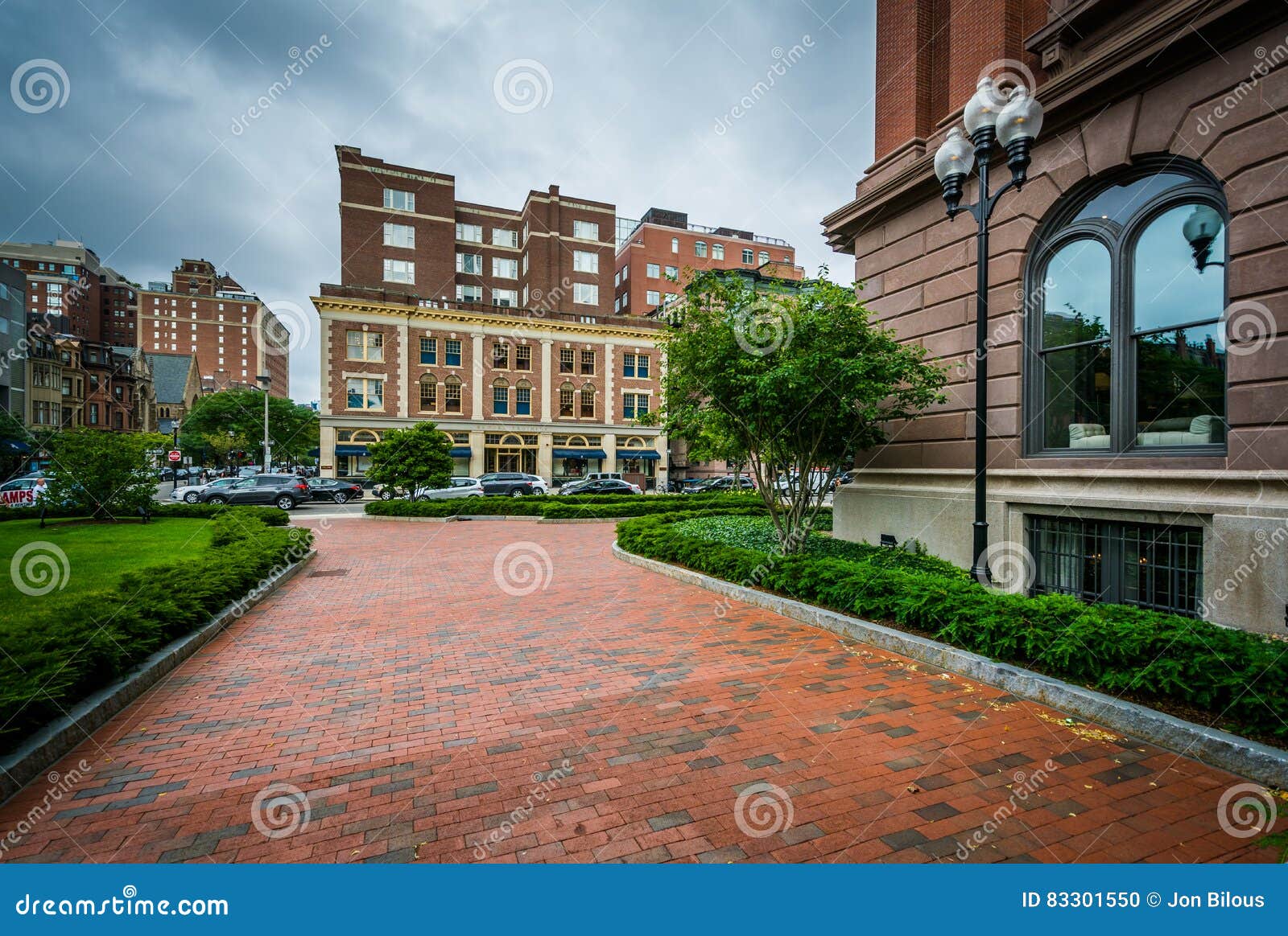 Brick Walkway and Buildings in Back Bay, Boston, Massachusetts ...