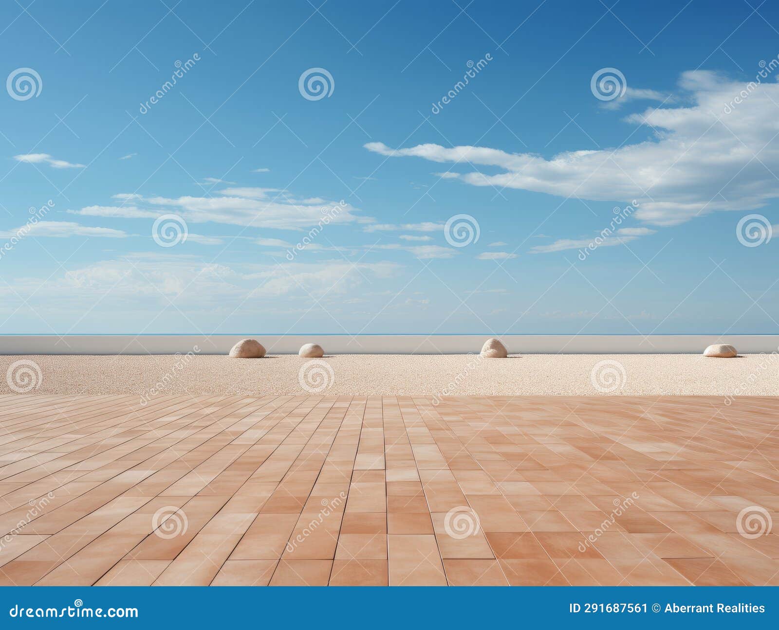 A Brick Walkway on a Sandy Beach with a Blue Sky in the Background ...