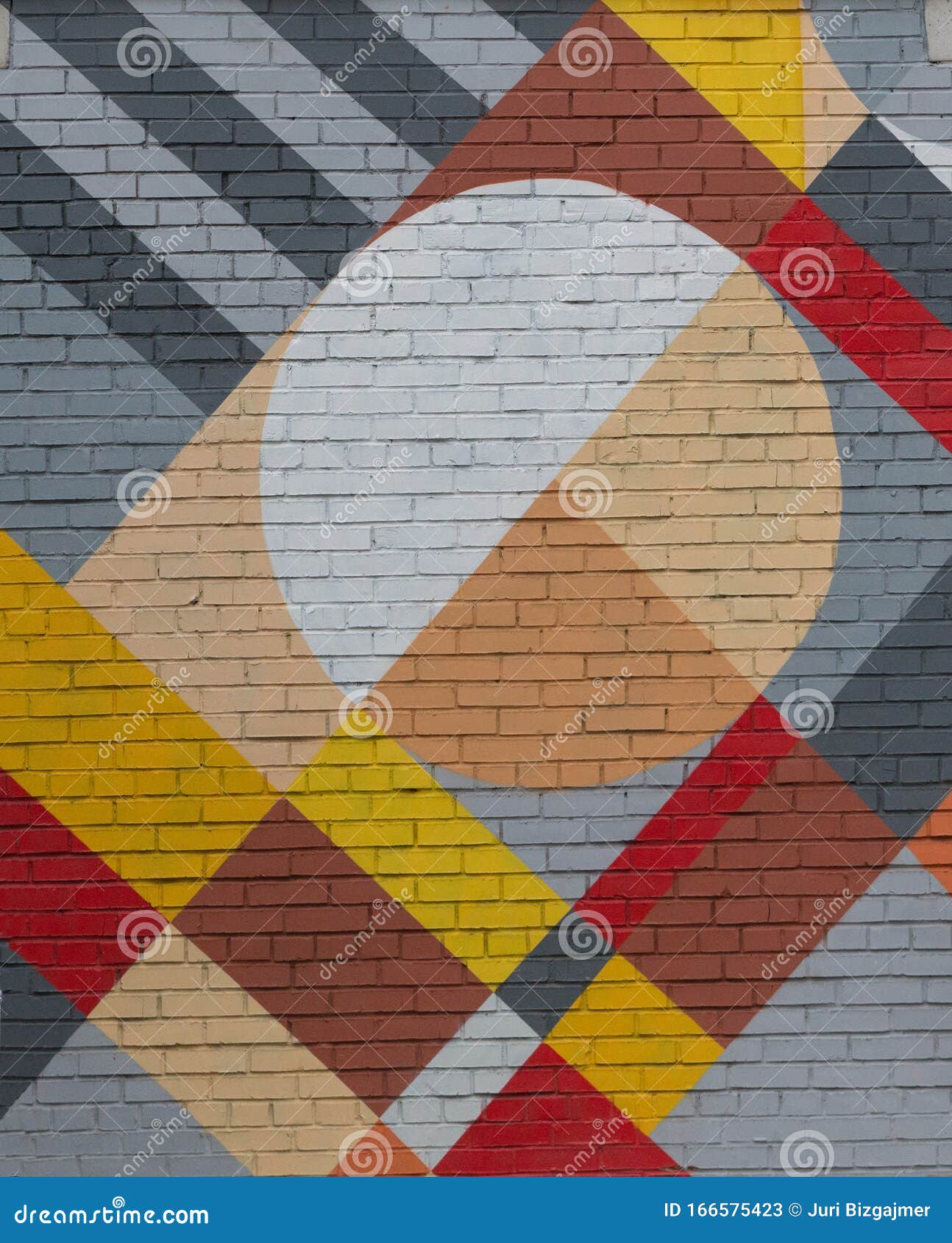 Brick Wall with an Abstract Geometric Pattern Stock Image - Image of ...
