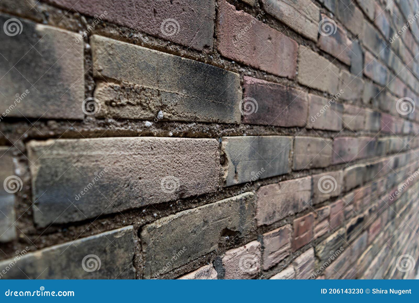 Brick Wall at an Angled Perspective Stock Photo - Image of urban ...