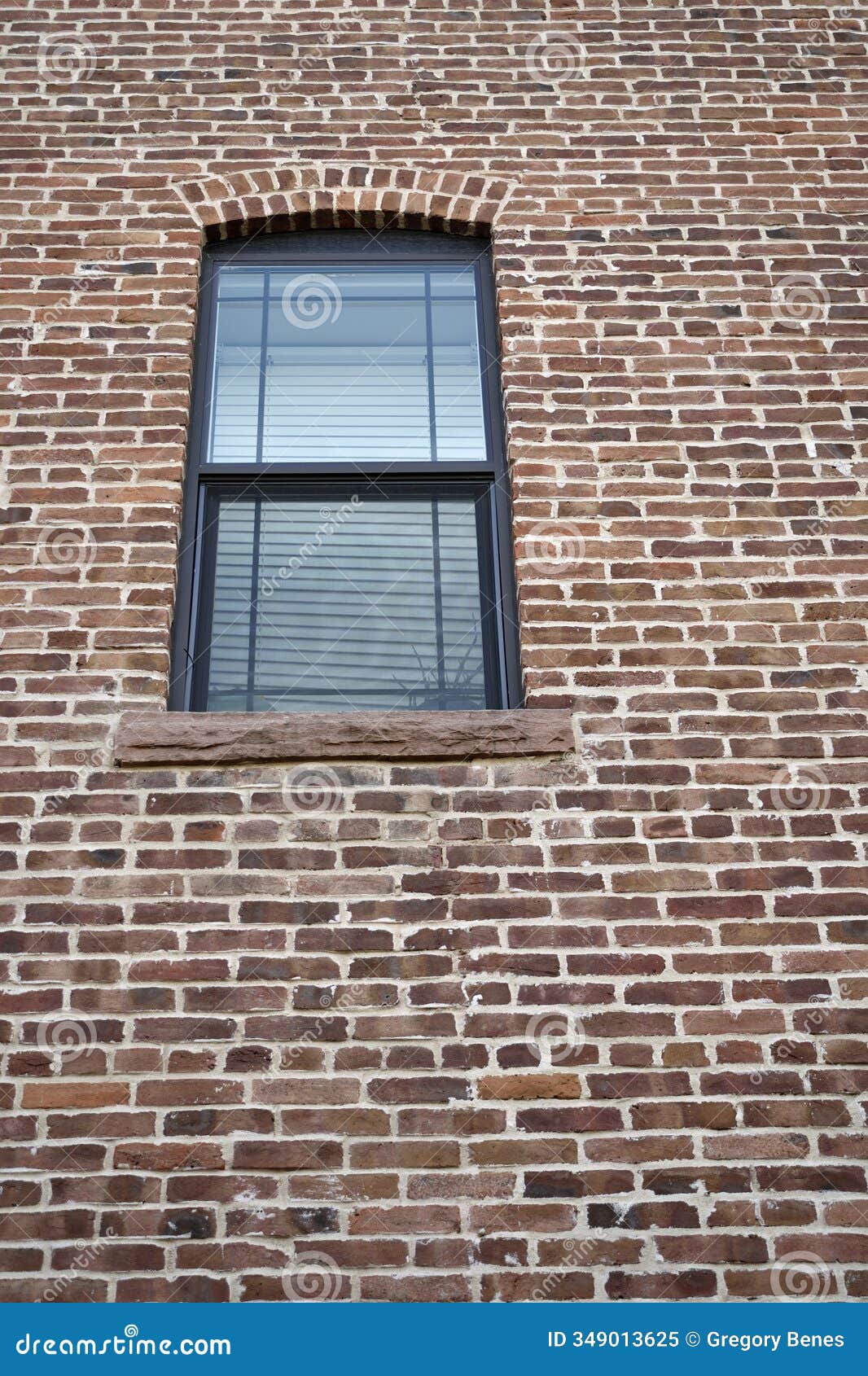 Brick Wall with Arched Window Stock Image - Image of property, blue ...