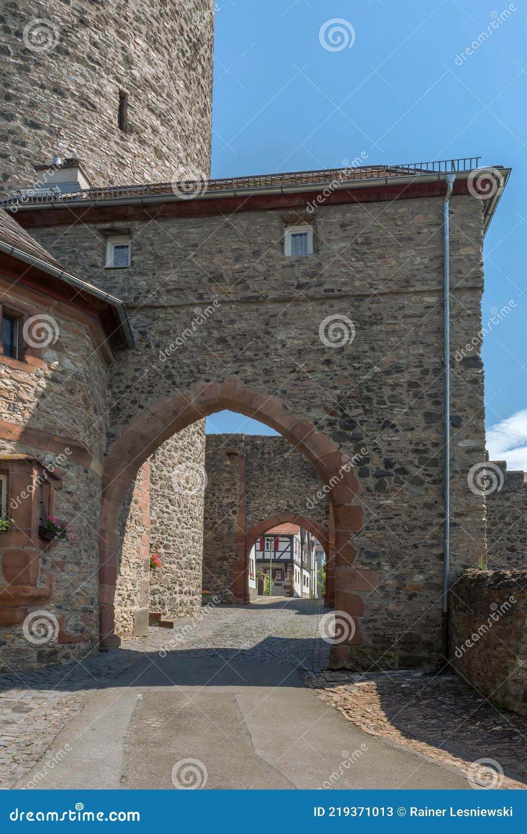Brick Wall with Archway of the Friedberg Castle, Hesse, Germany Stock ...