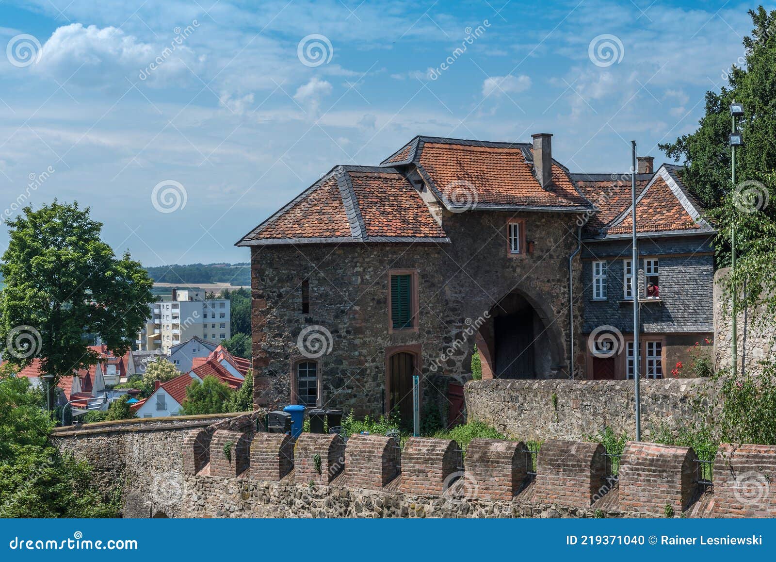 Brick Wall with Archway of the Friedberg Castle, Hesse, Germany Stock ...