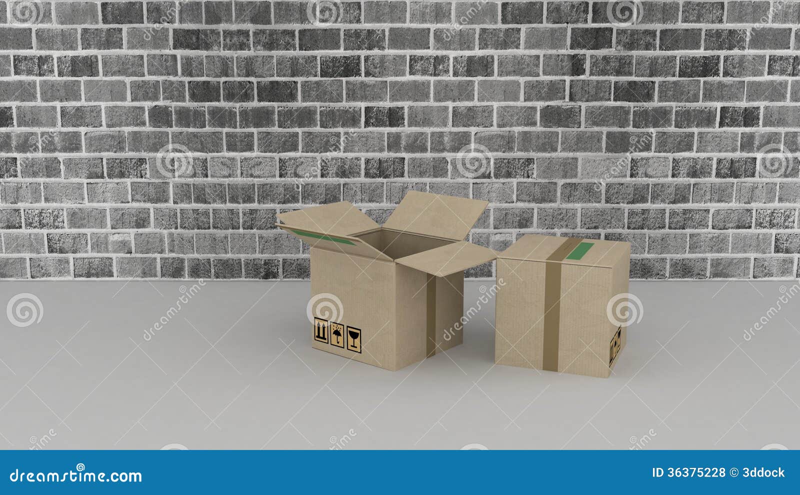 Brick Wall Background with Cardboard Boxes Stock Illustration ...