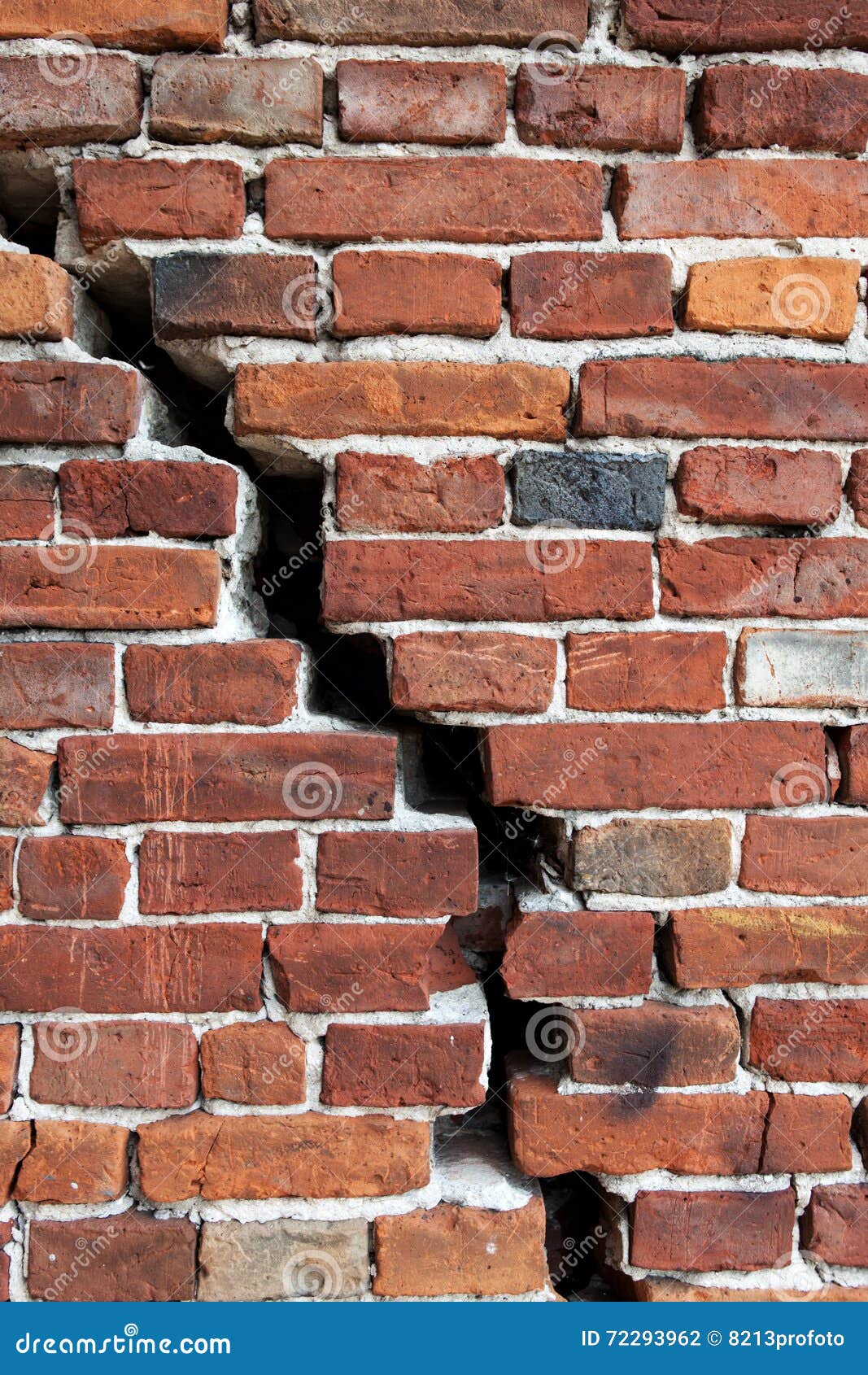 Brick Wall Background, Cracked Brick Wall Stock Photo - Image of brick ...