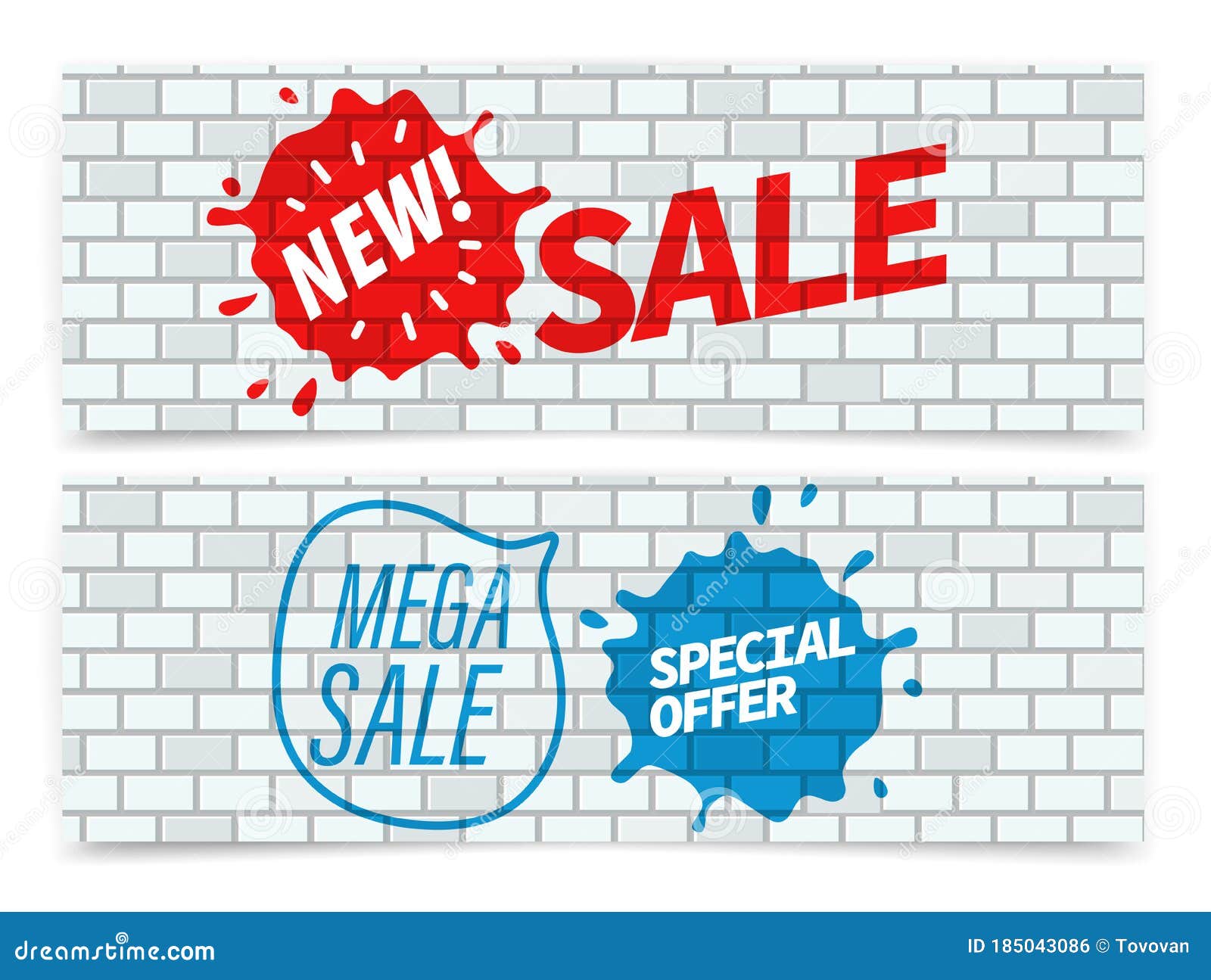 Brick Wall Banner Sale Banners Set Stock Vector - Illustration of ...