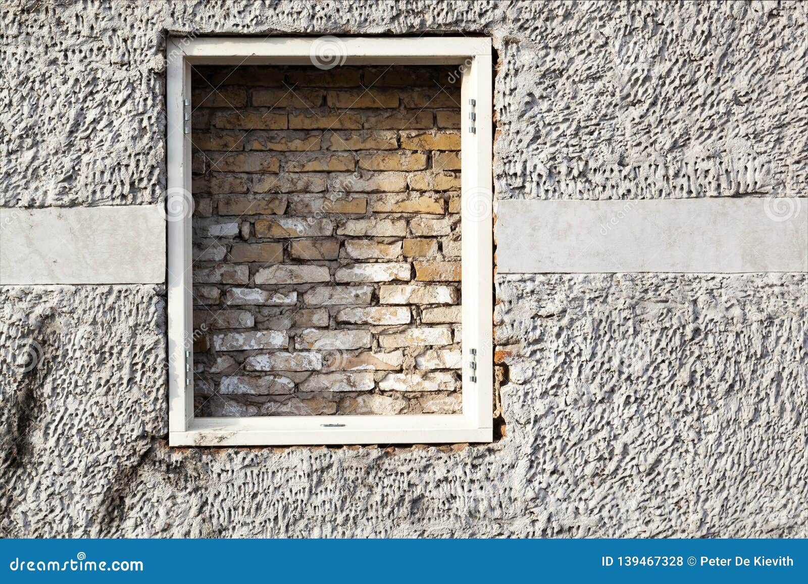 Brick Wall Behind a Window Frame Stock Photo - Image of window, frame ...