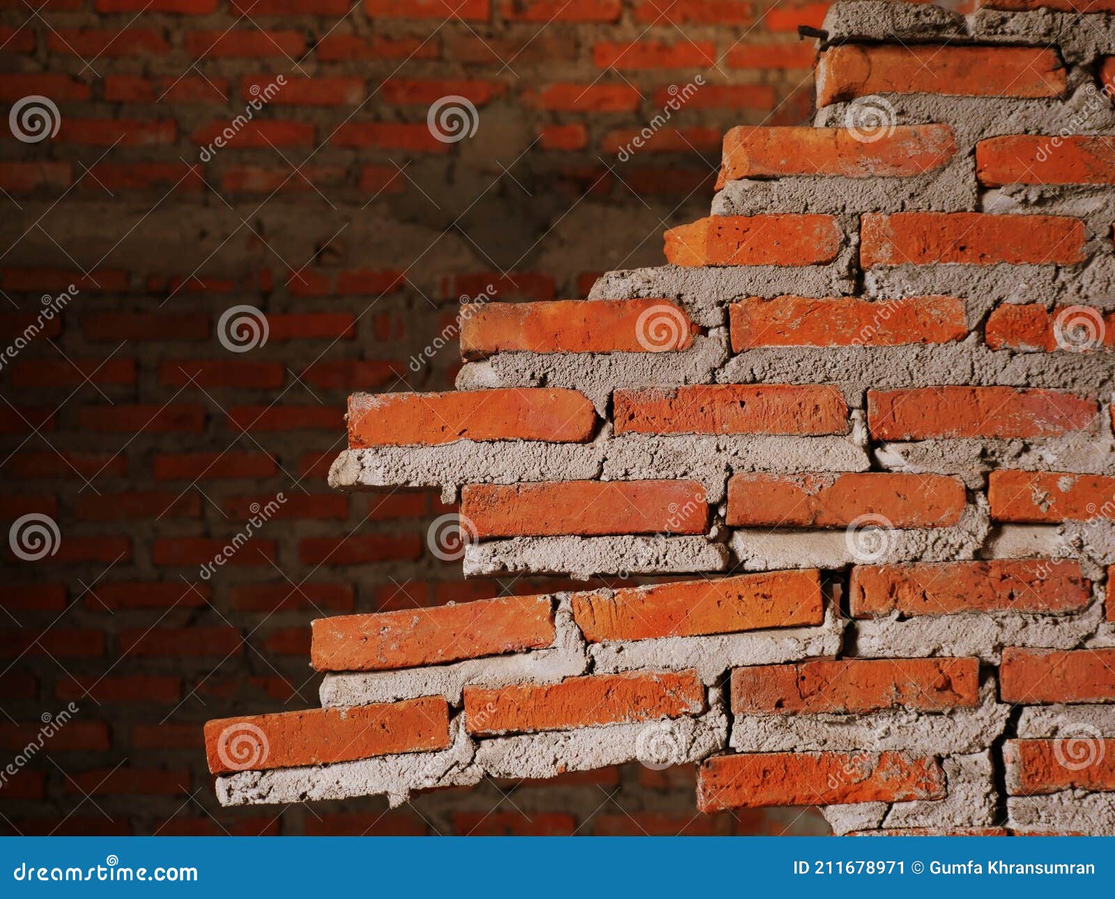 A brick wall being built stock image. Image of design - 211678971