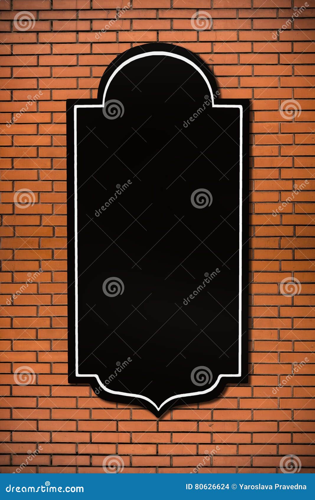 Brick Wall with a Blank Black Sign Stock Photo - Image of brick, wall ...