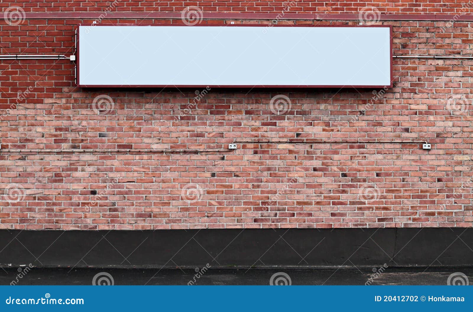 Brick wall with blank sign stock photo. Image of poster - 20412702