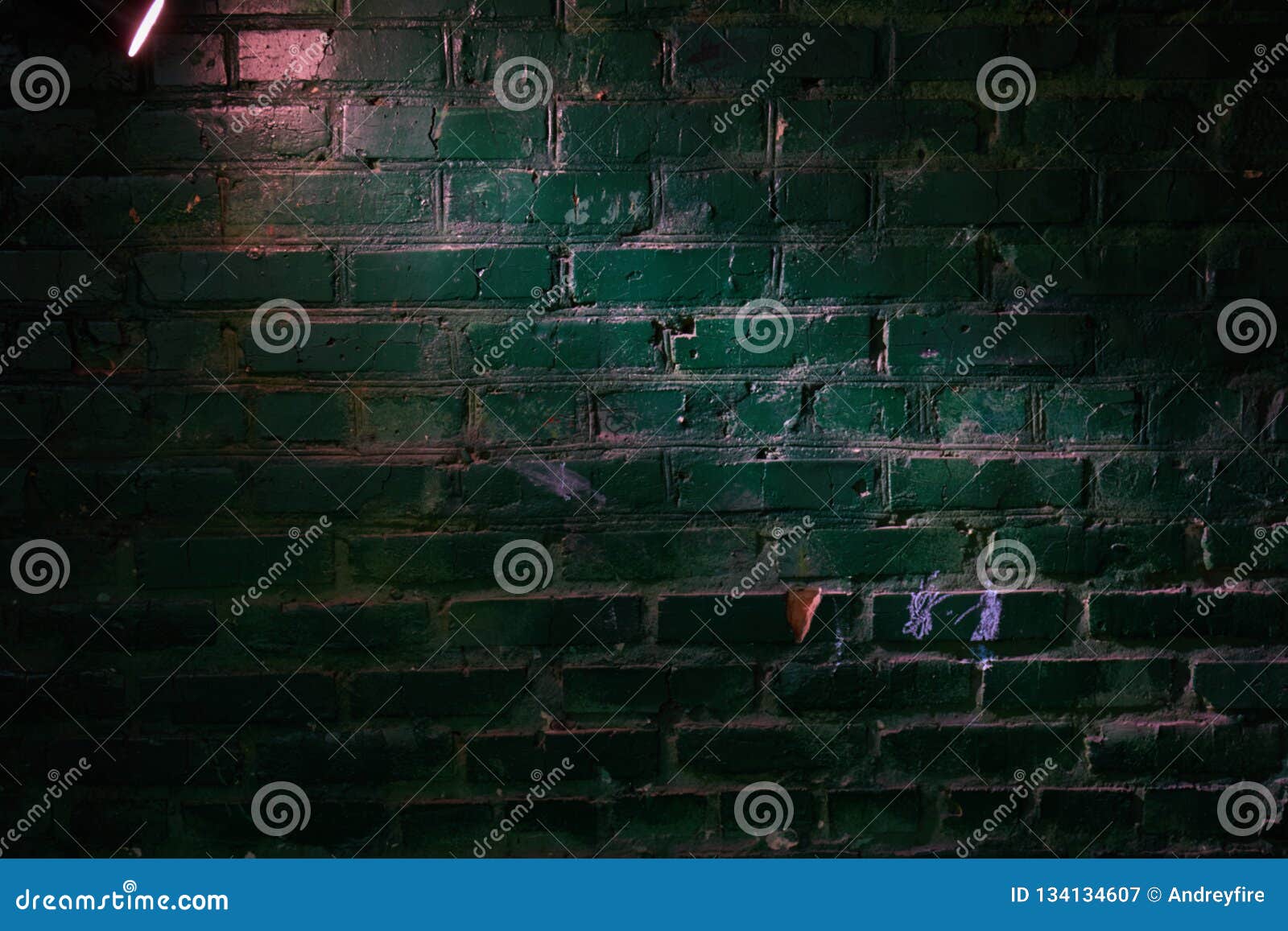 On the Brick Wall Blue Flare and White Light of a Lantern Stock Image ...