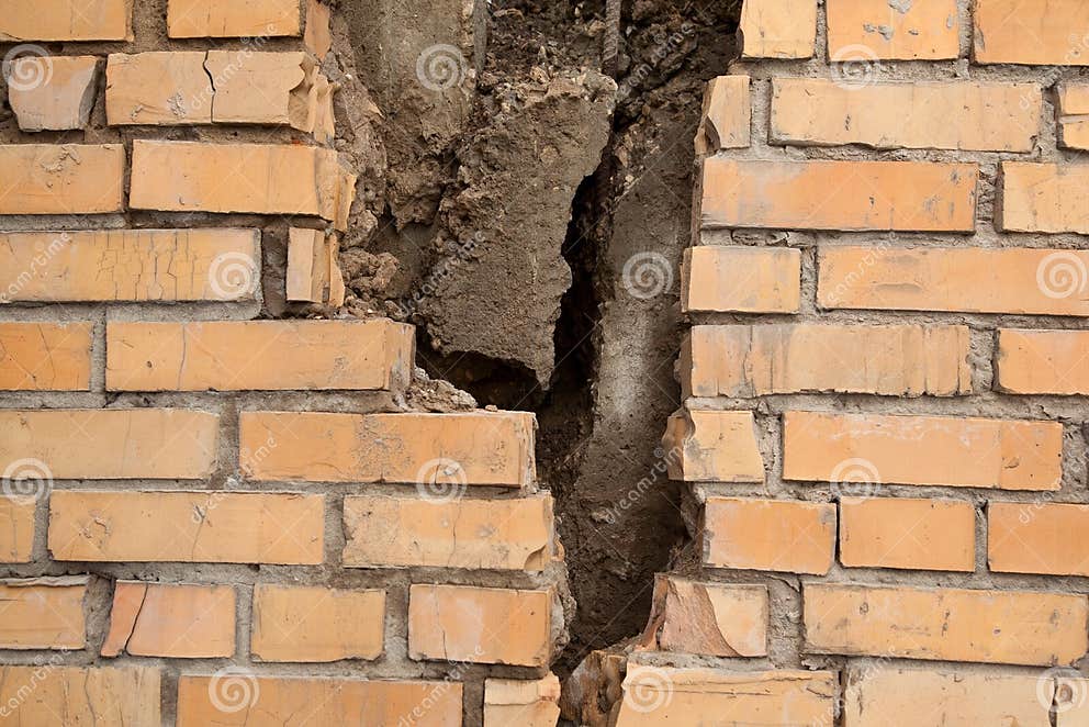 Brick wall with breach stock image. Image of safety, construction ...