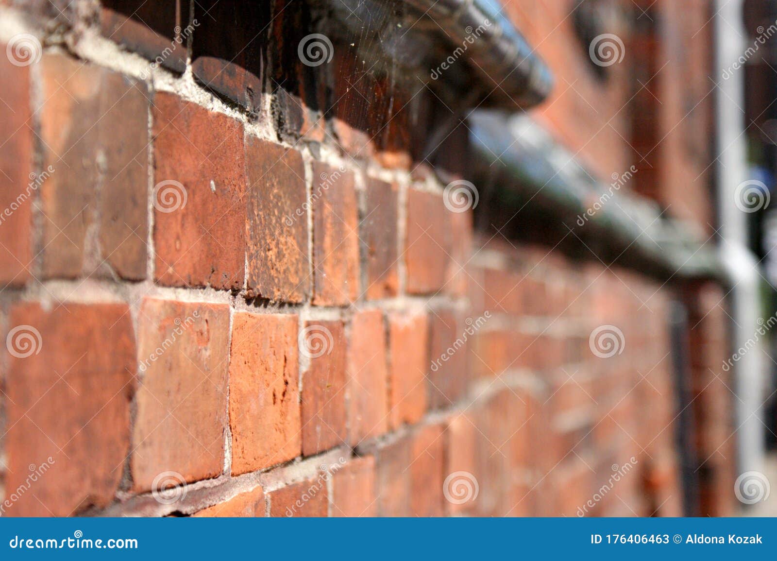 Brick Wall of a Brick Building Stock Image - Image of brickwork, gutter ...
