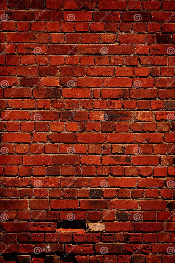 Brick Wall Background with One Brick Missing Stock Image - Image of ...