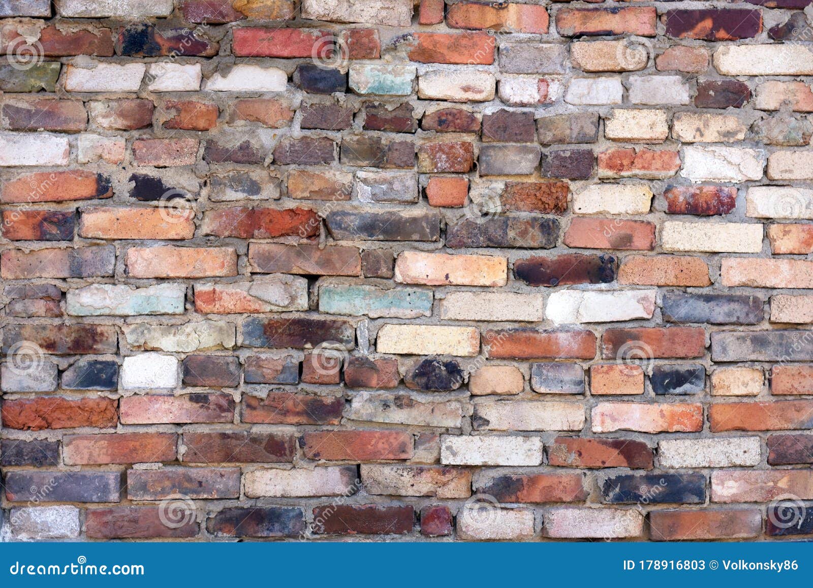 Brick Wall of Bricks of Different Colors Stock Image - Image of grunge ...