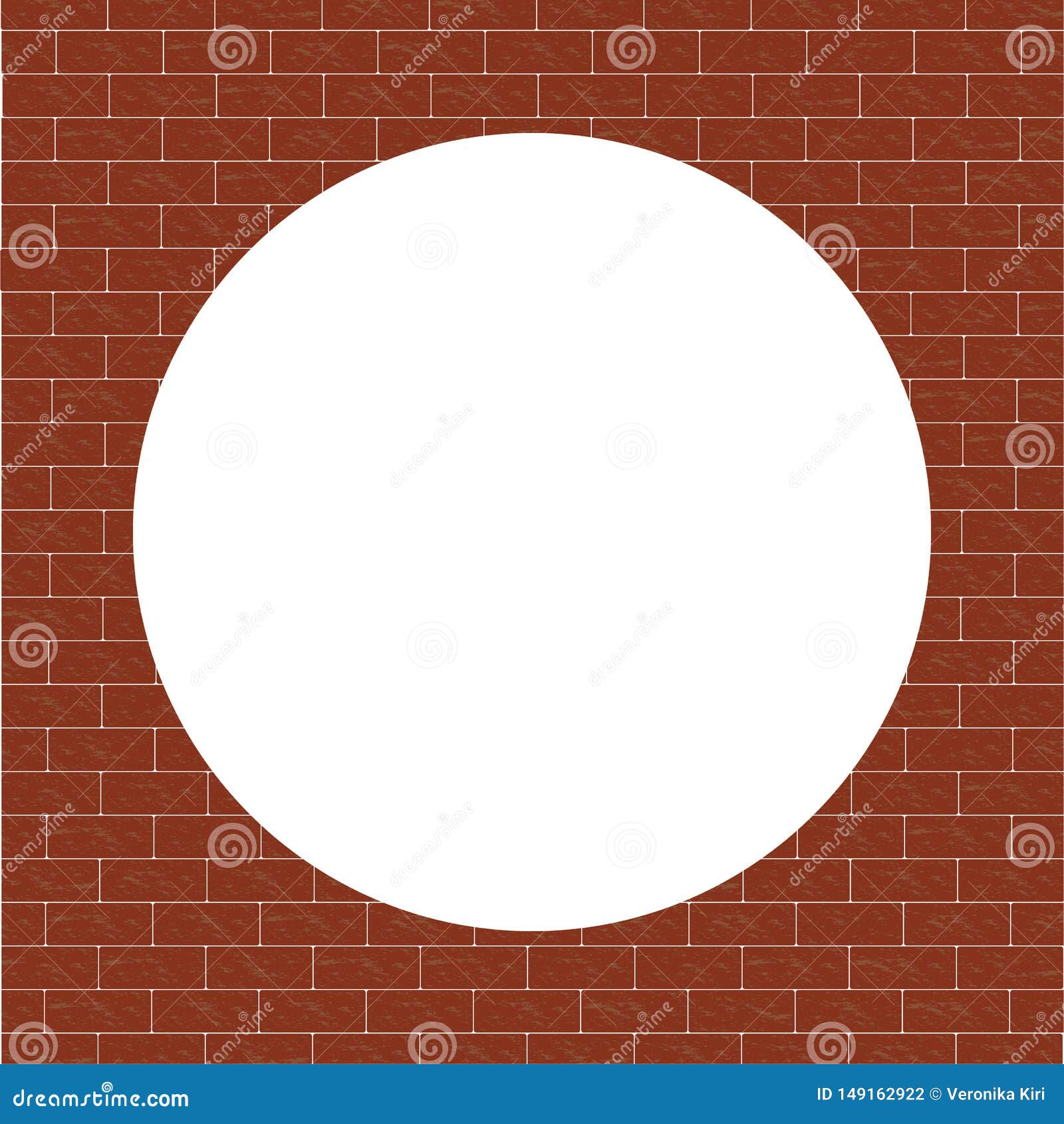 Brick Wall of Bricks. White Frame in the Form of a Circle. Illustration ...