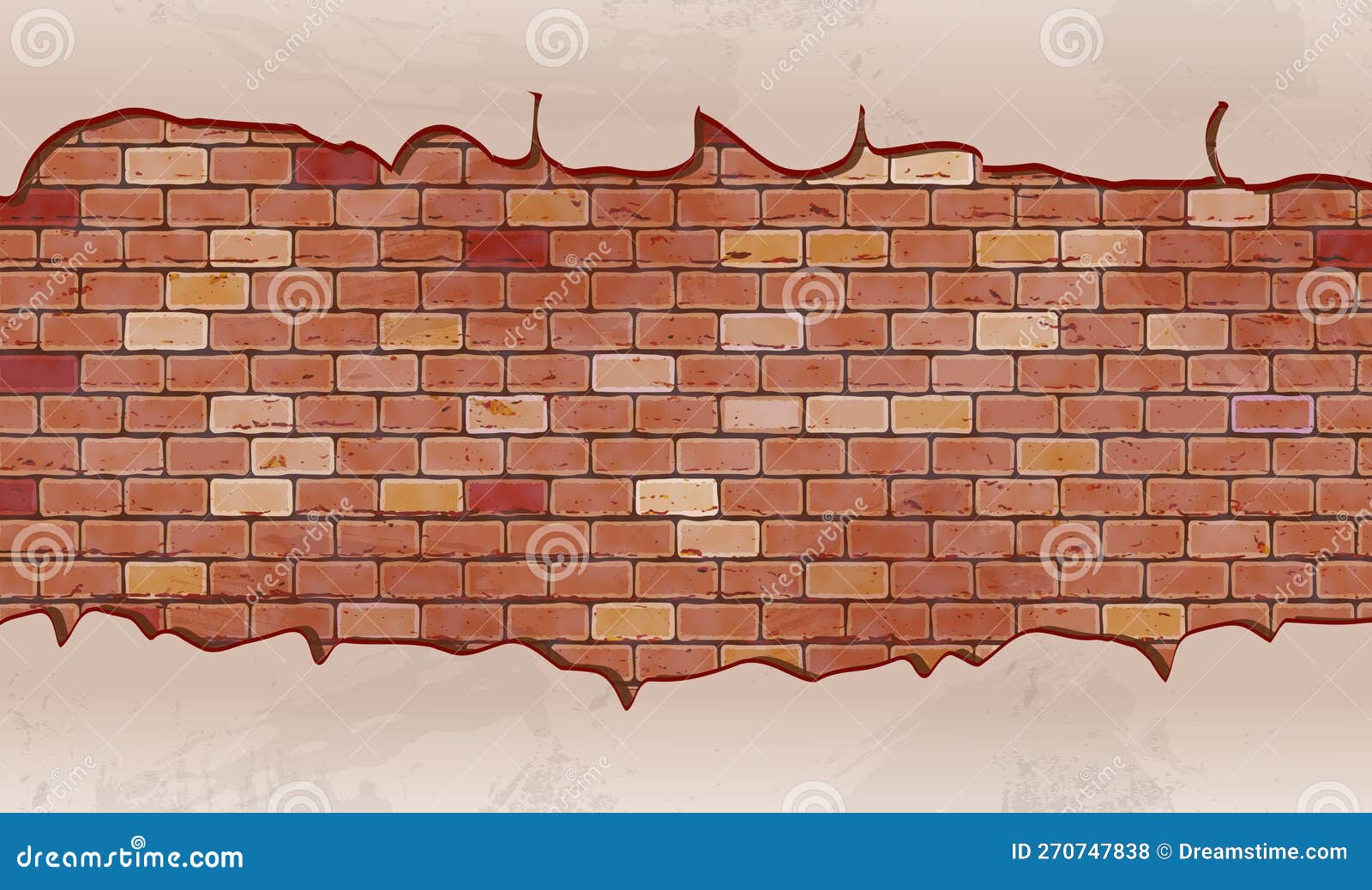 Brick wall broken stock vector. Illustration of building - 270747838