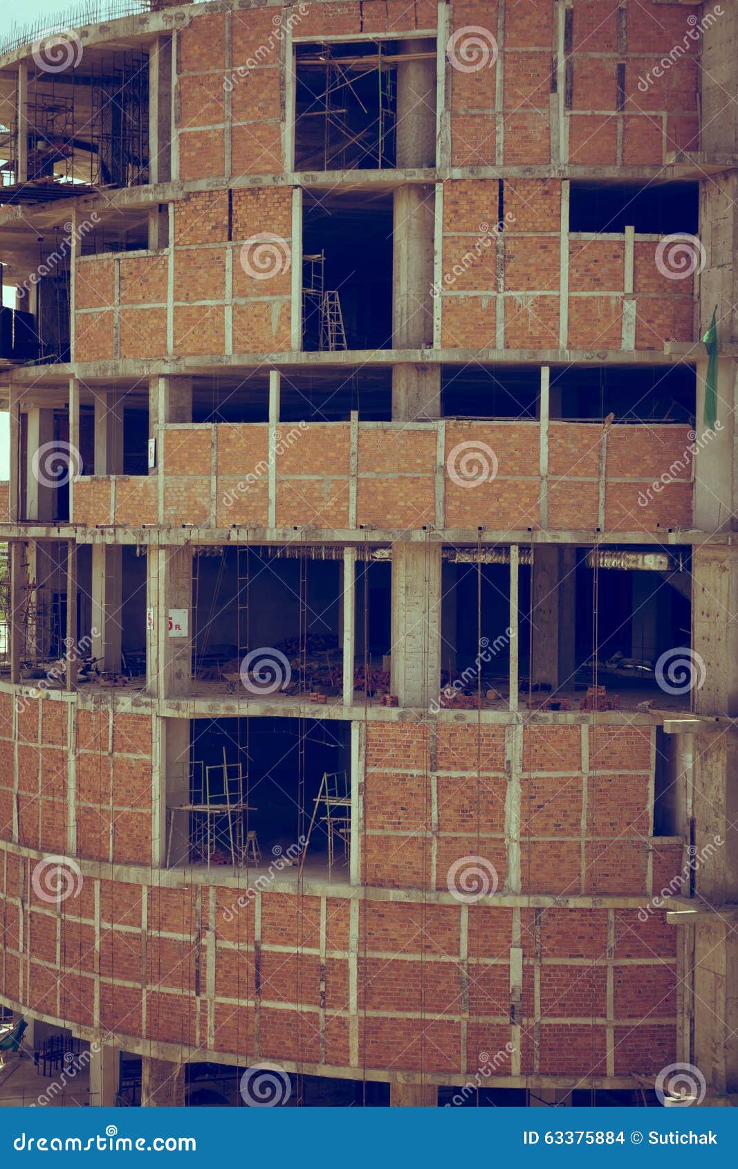 Brick Wall of Building Construction Site, Image Used Old Vintage Stock ...