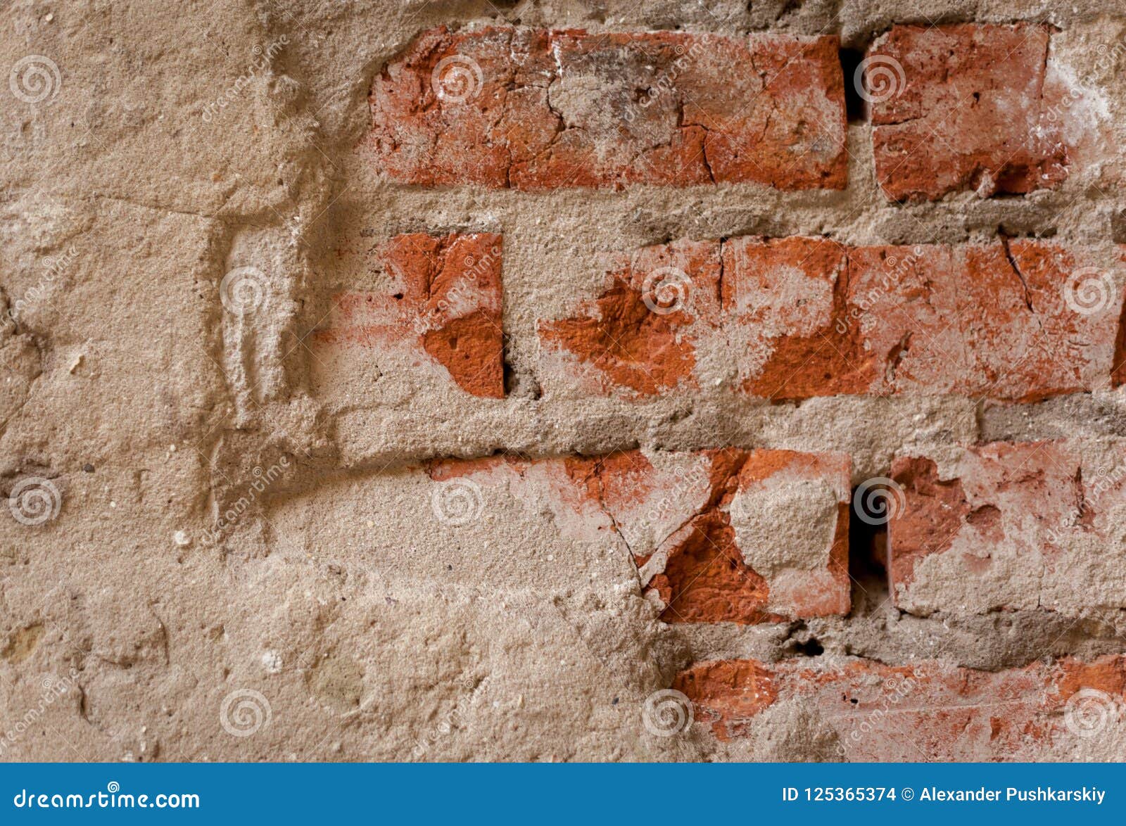 A Brick Wall with Collapsed Plaster Stock Photo - Image of concrete ...