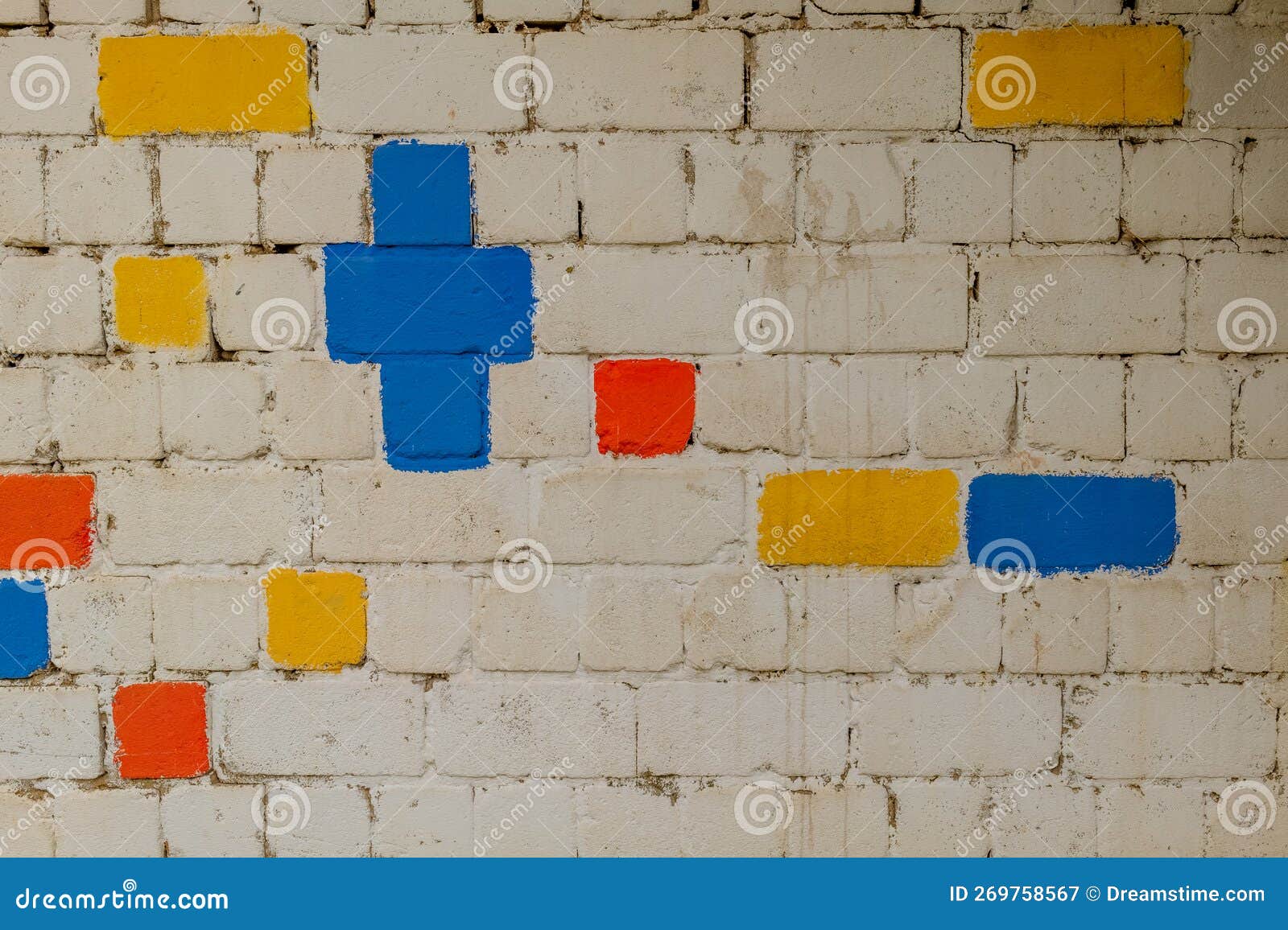 Brick Wall with Coloured Bricks Stock Image - Image of structure ...