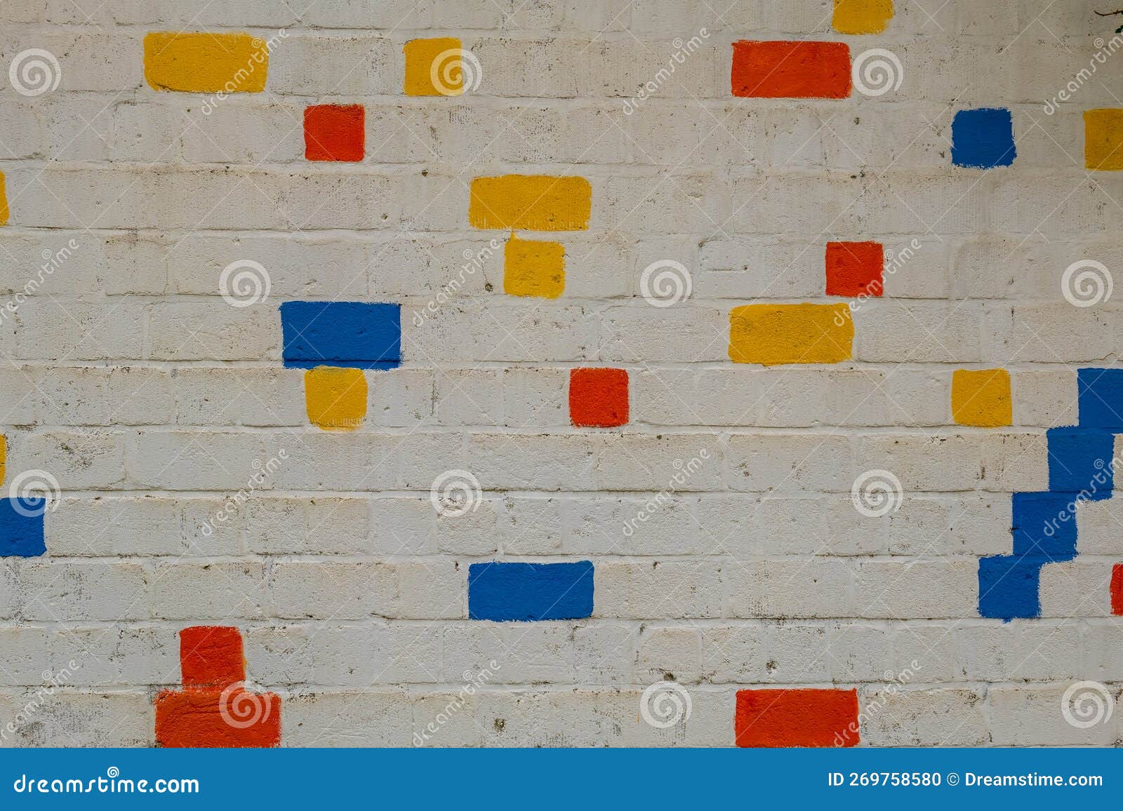 Brick Wall with Coloured Bricks Stock Photo - Image of simple, modern ...